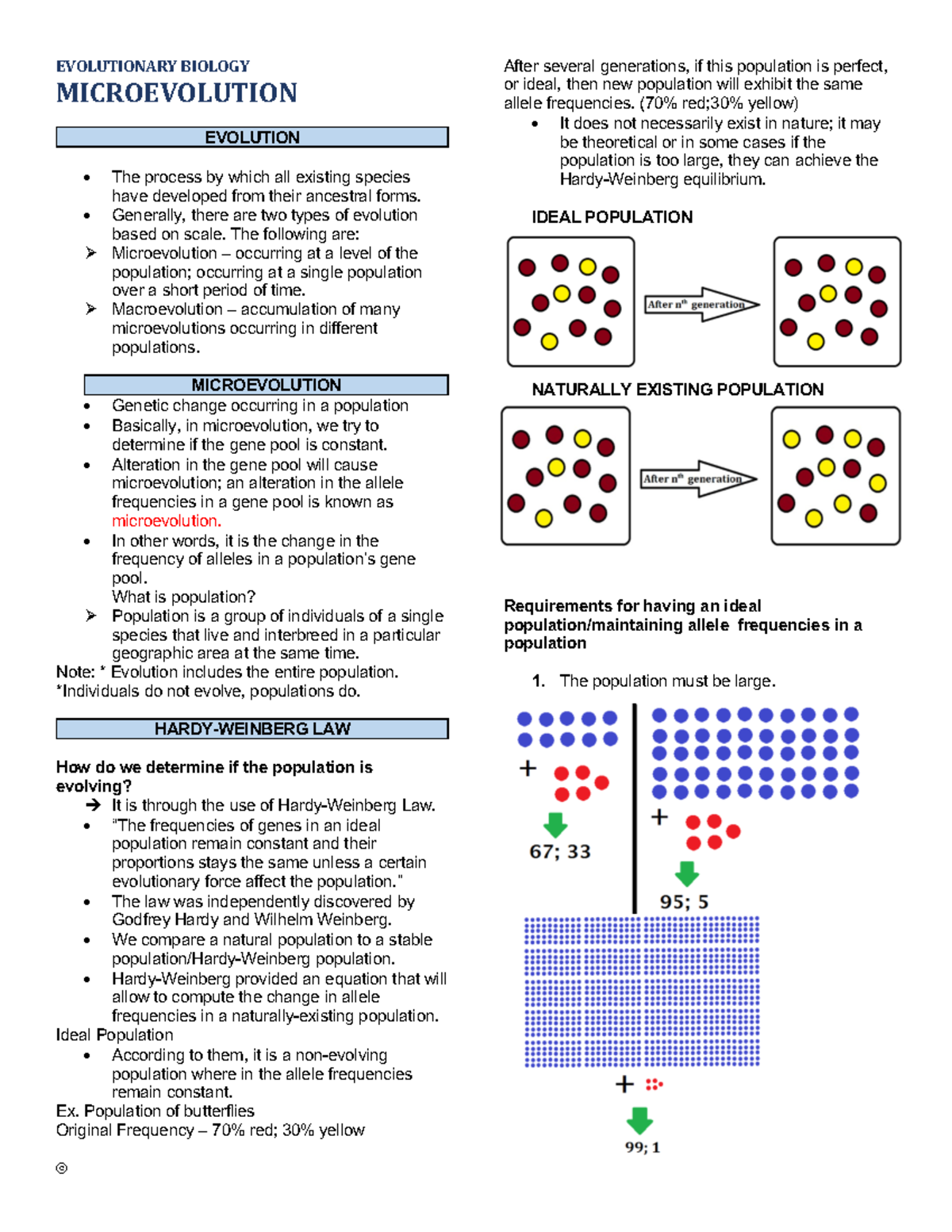 LEC 4- Microevolution - EVOLUTIONARY BIOLOGY MICROEVOLUTION EVOLUTION ...
