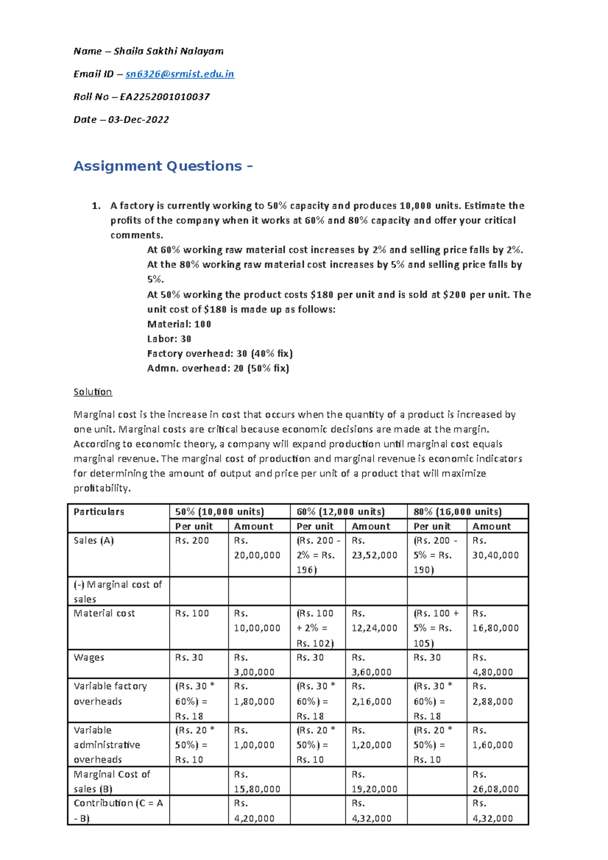 Financial Accounting - Assignment 10 - SN6326 - Name – Shaila Sakthi ...