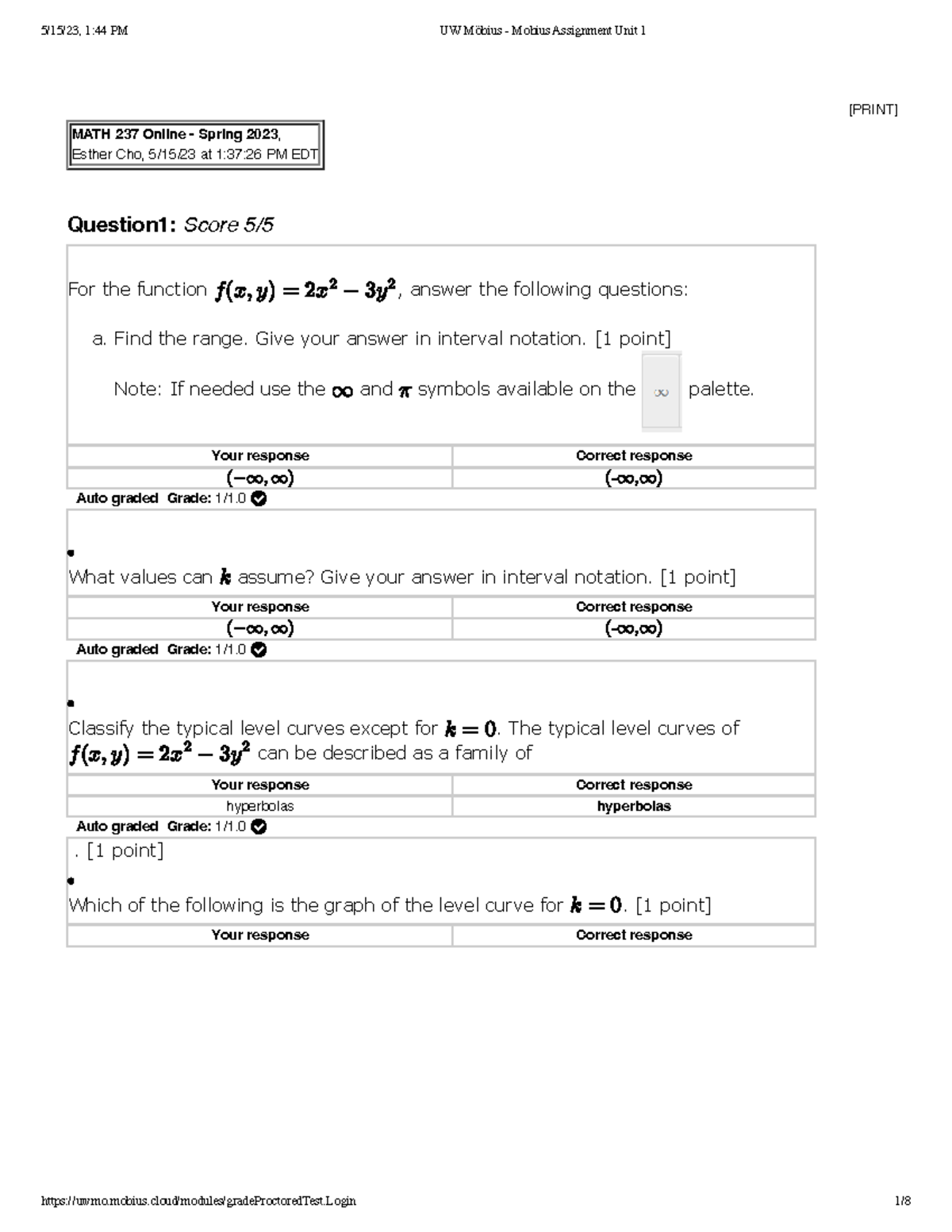 UW Möbius - Mobius Assignment Unit 1 - ####### [PRINT] ####### MATH 237 Online - Spring 2023 ...