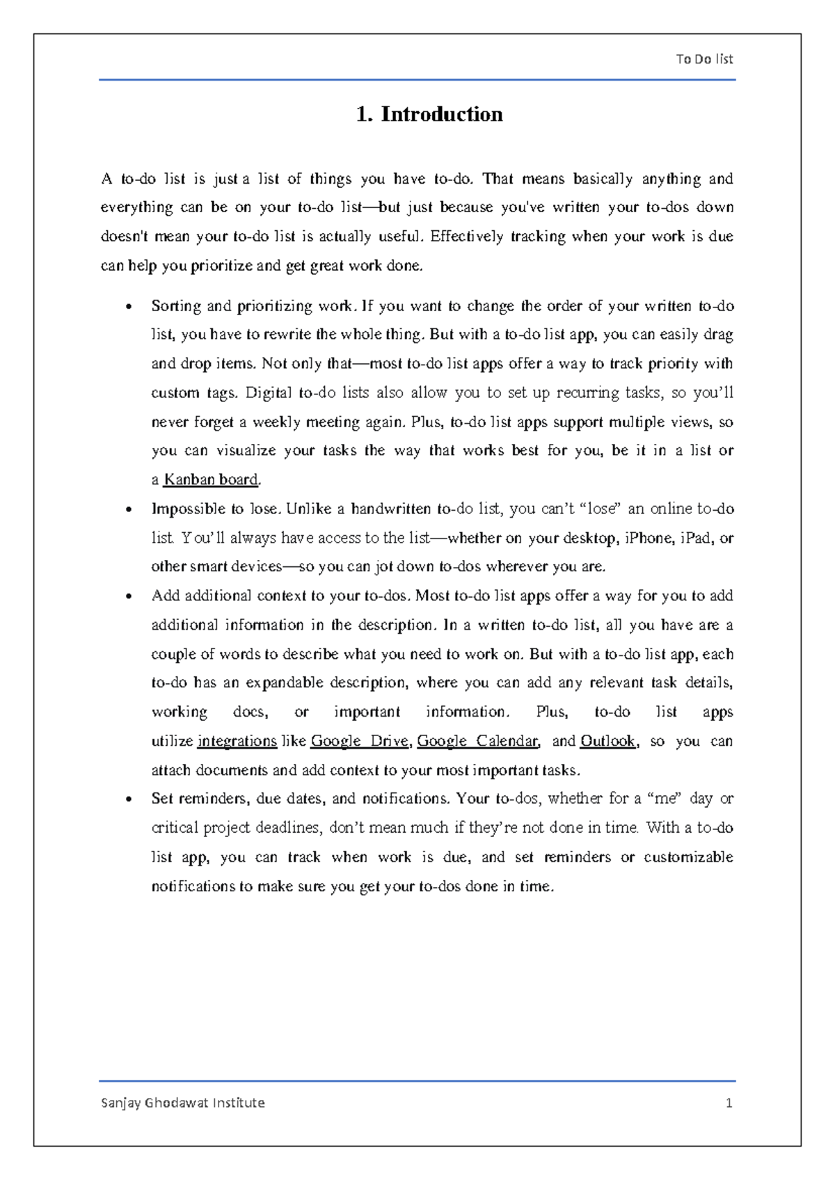 Src pwp - 1. Introduction A to-do list is just a list of things you ...