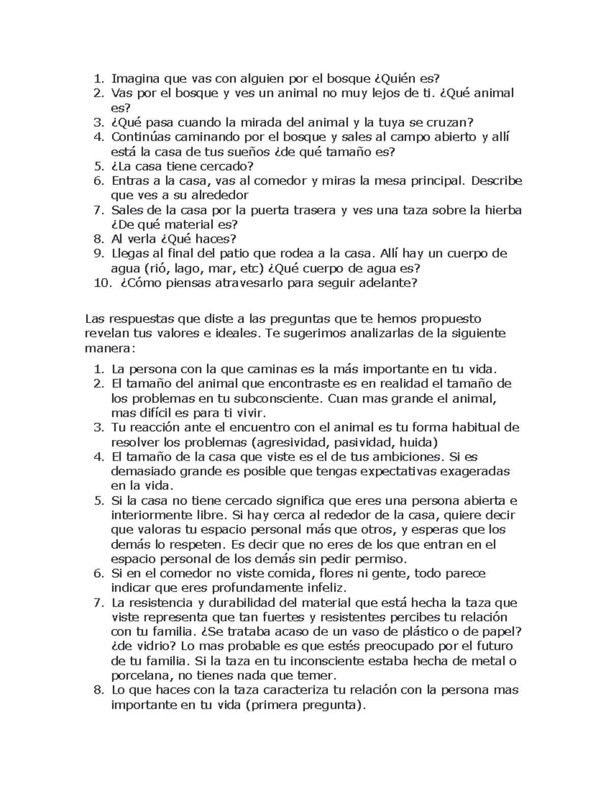 Preguntas - Análisis - Imagina que vas con alguien por el bosque ¿Quién ...