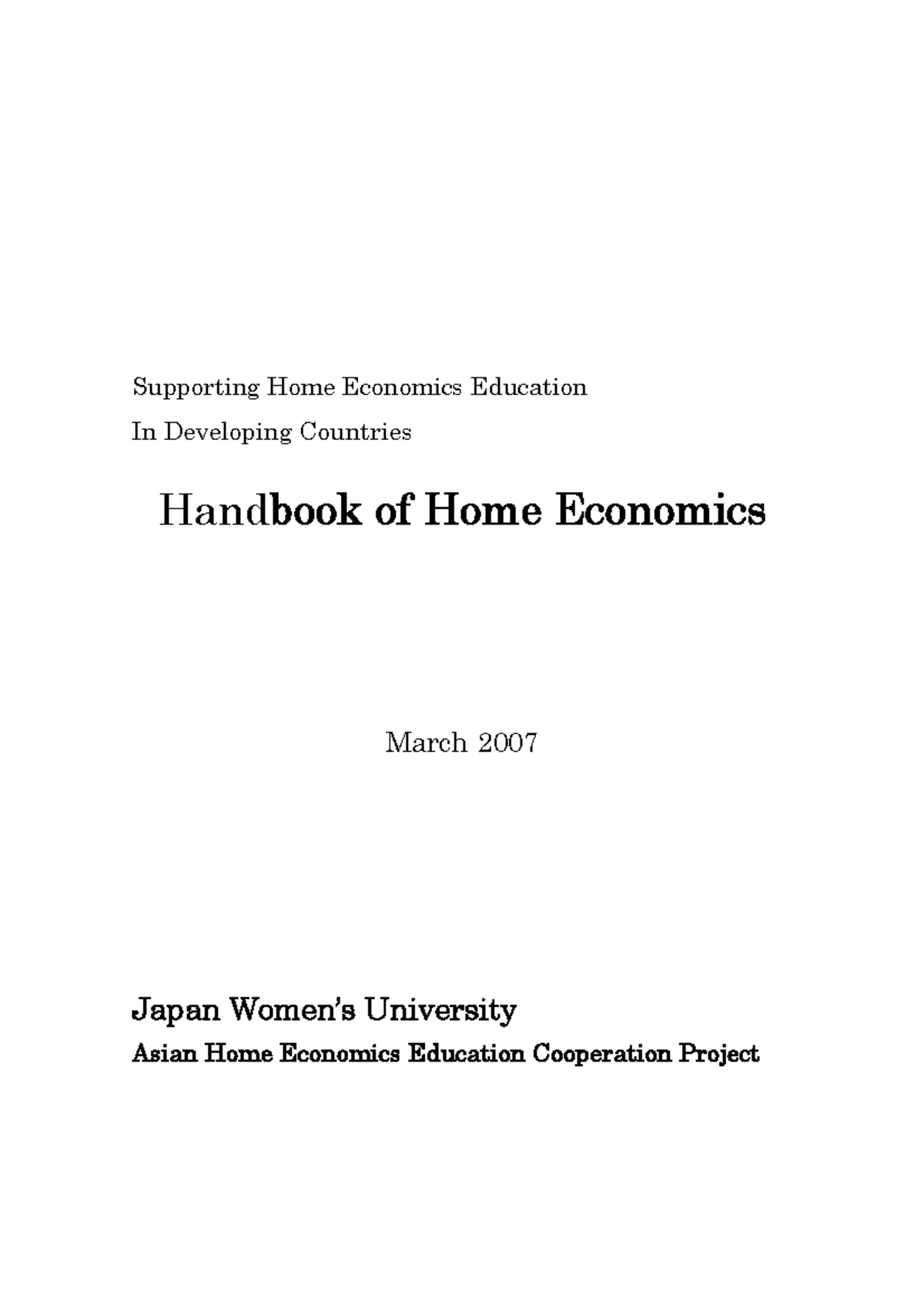 Handbook of Home Economics 1 2007 - Supporting Home Economics Education ...