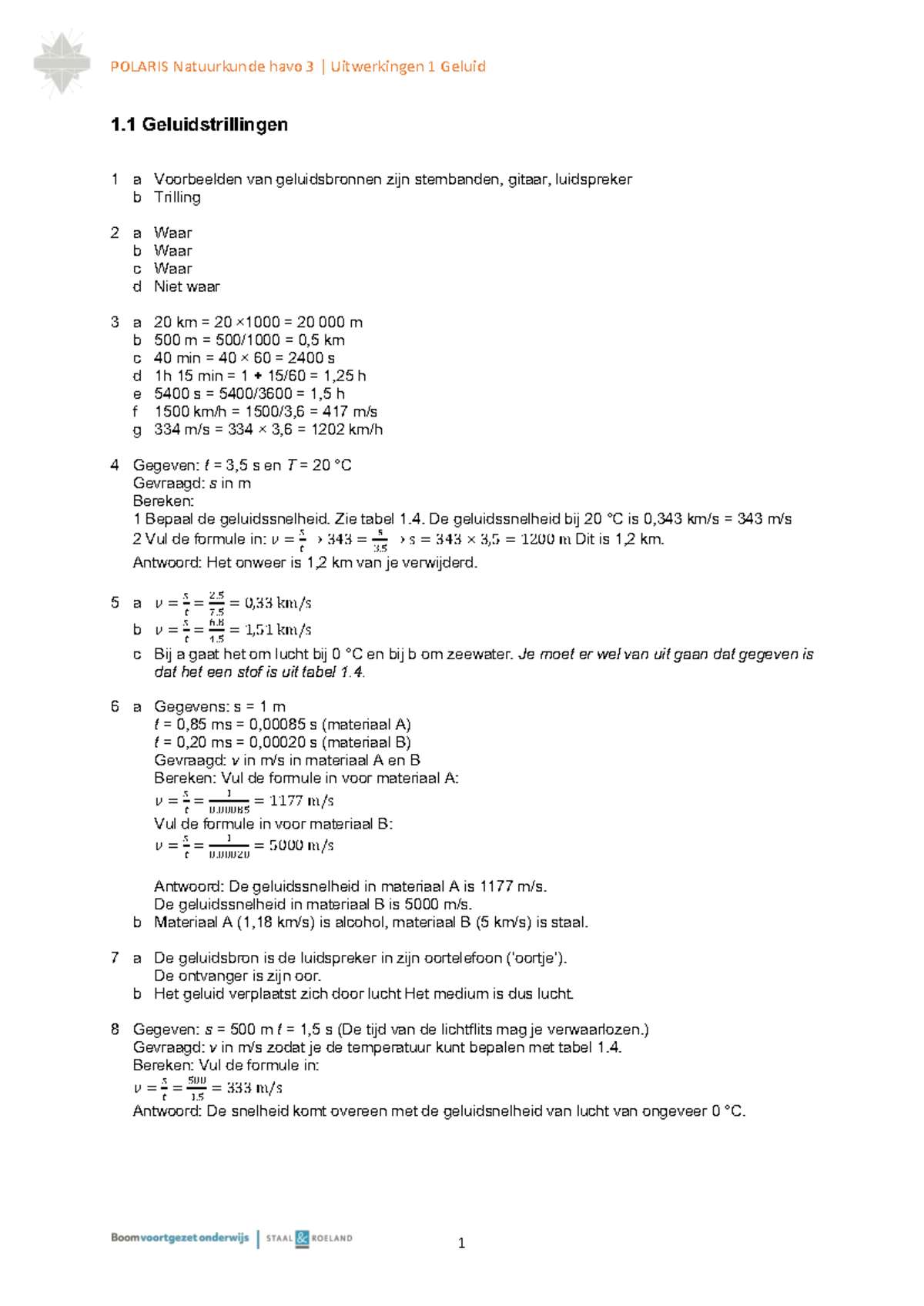 H3 Uitwerkingen H1-6 - antwoorden natuurkunde - POLARIS Natuurkunde havo 3 | Uitwerkingen 1 ...