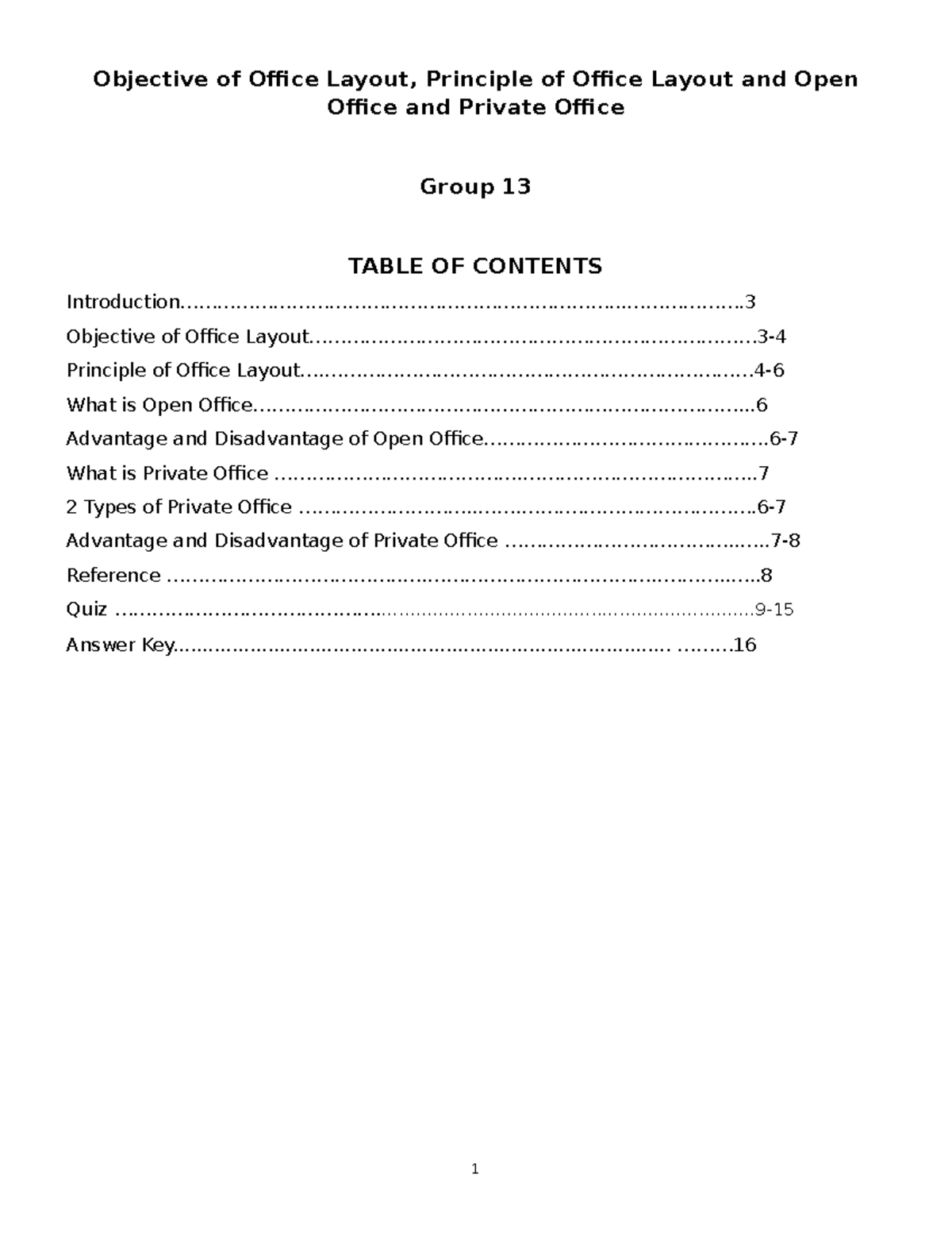 Manuscript Adopt Group 13 - Objective of Office Layout, Principle of ...