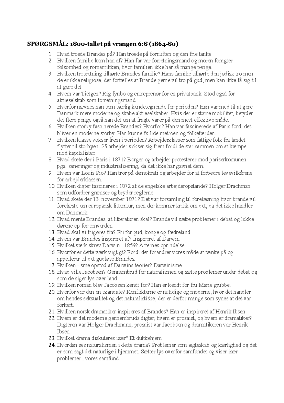 Spørgsmål til 1800-tallet på vrangen - SPØRGSMÅL: 1800-tallet på ...