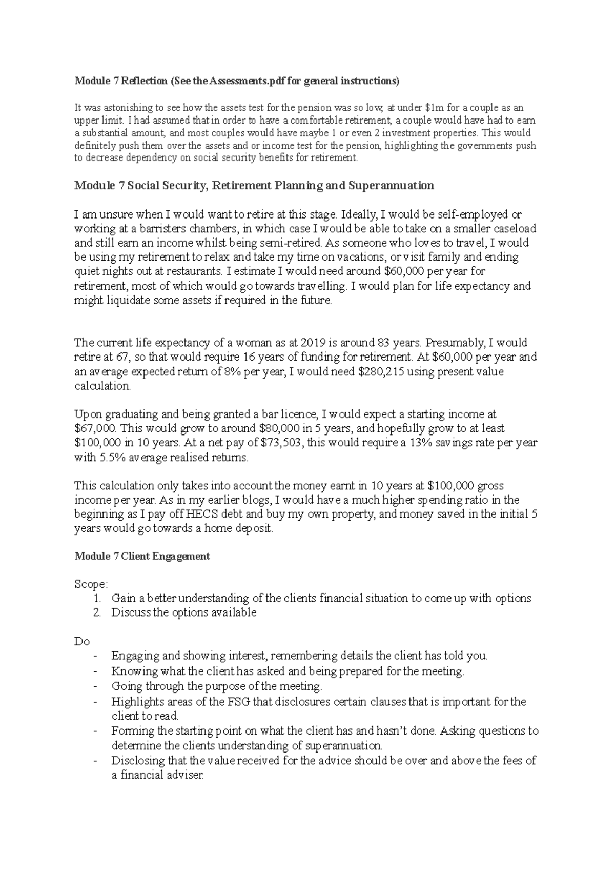 Module 7 Reflection - Weekly Tutorials and dot points - FINS3648 - UNSW ...