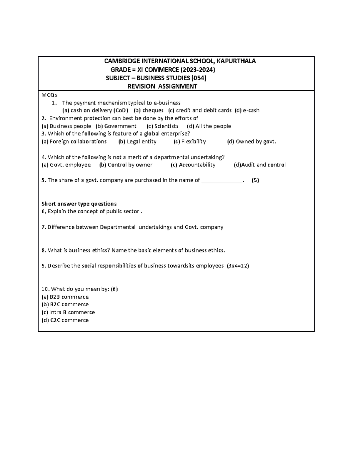 B,ST 11 Assignment 2 - Ydyydyddy - CAMBRIDGE INTERNATIONAL SCHOOL ...