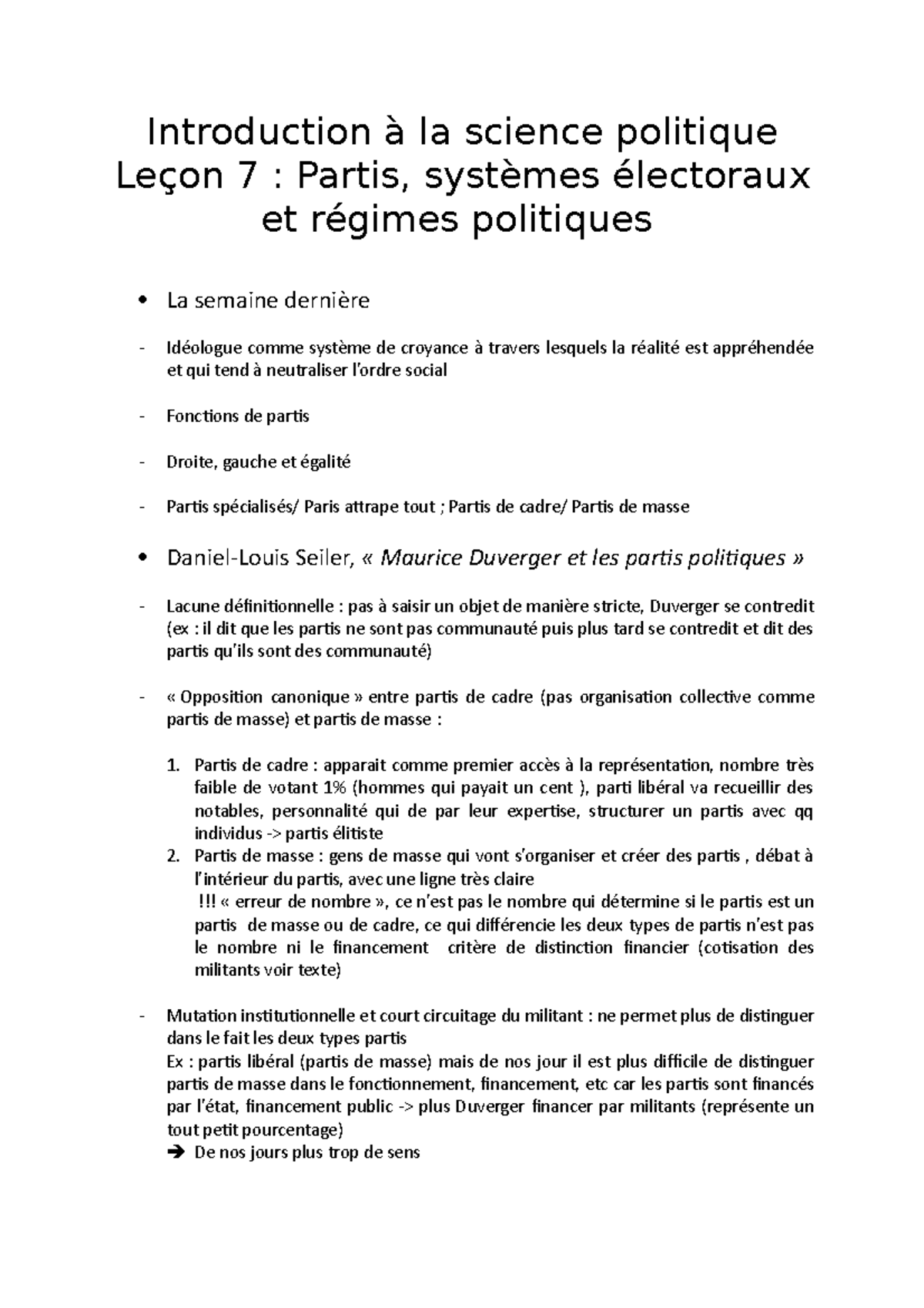 Leçon 7 partis, systémes électoraux et régimes politiques ...