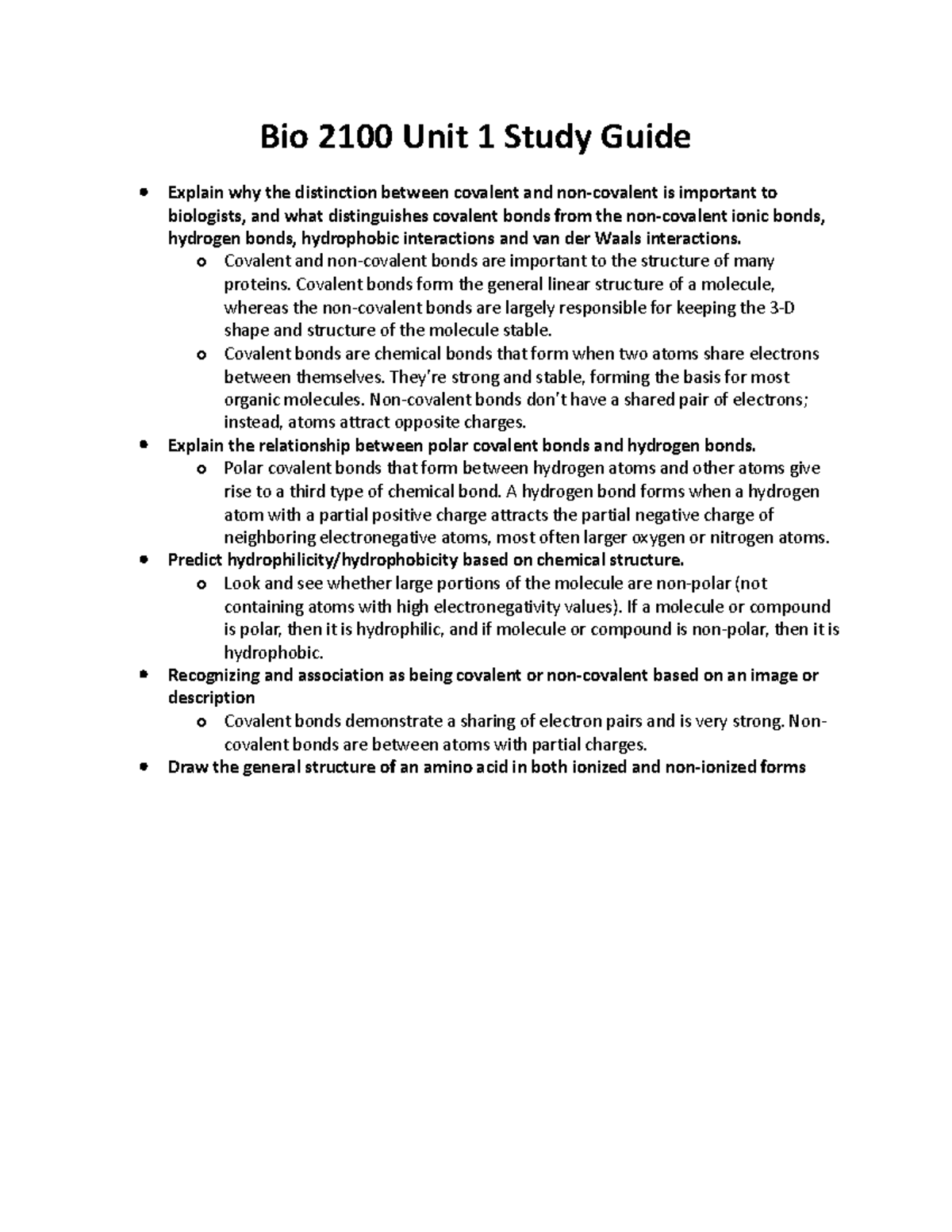 Bio 2100 Unit 1 Study Guide - Bio 2100 Unit 1 Study Guide Explain why the distinction between ...