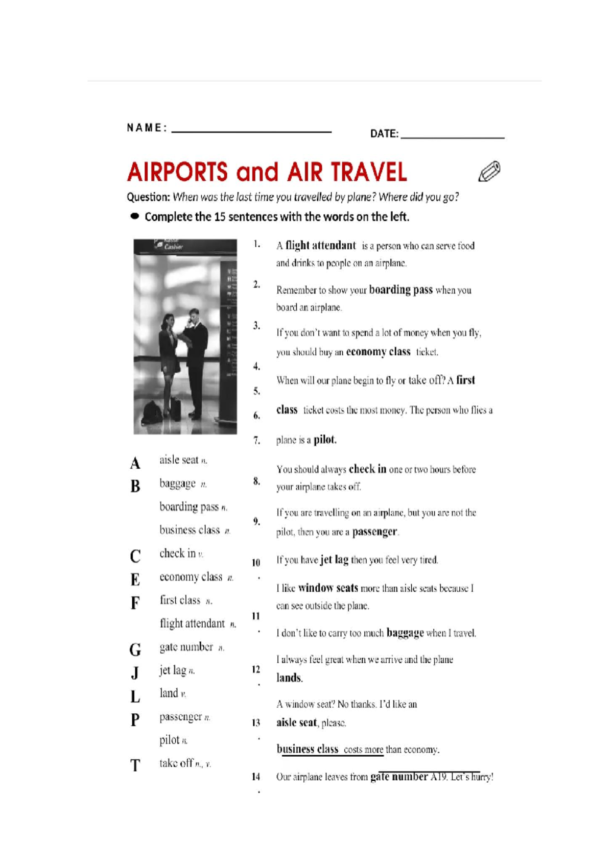 Maria Figueroa Airports and Air Travel Worksheet^G 2 - Inglés II - UNAH ...