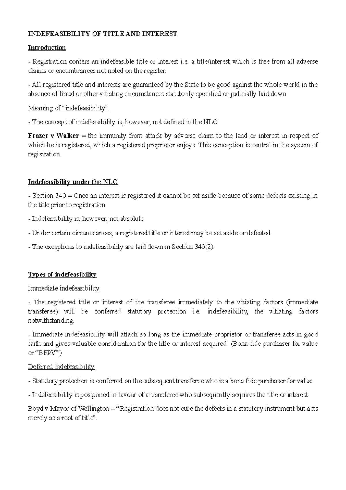 Indefeasibility OF Title AND Interest - INDEFEASIBILITY OF TITLE AND ...