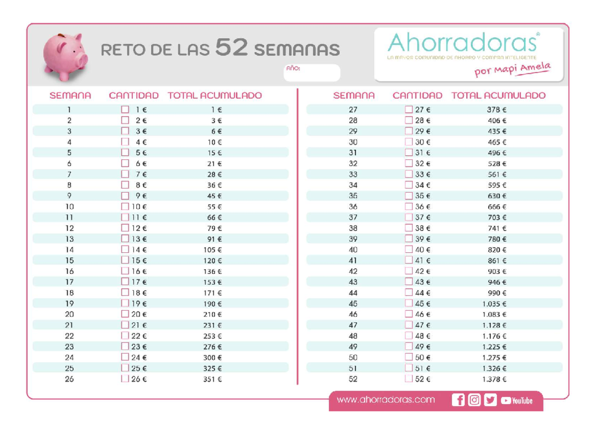 Calendario 52semanas - asd - Economía Española y Mundial - Studocu