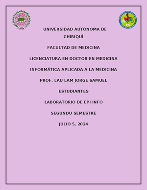 Epi info - LAB DE EPI INFO - UNIVERSIDAD AUTÓNOMA DE CHIRIQUÍ FACULTAD ...