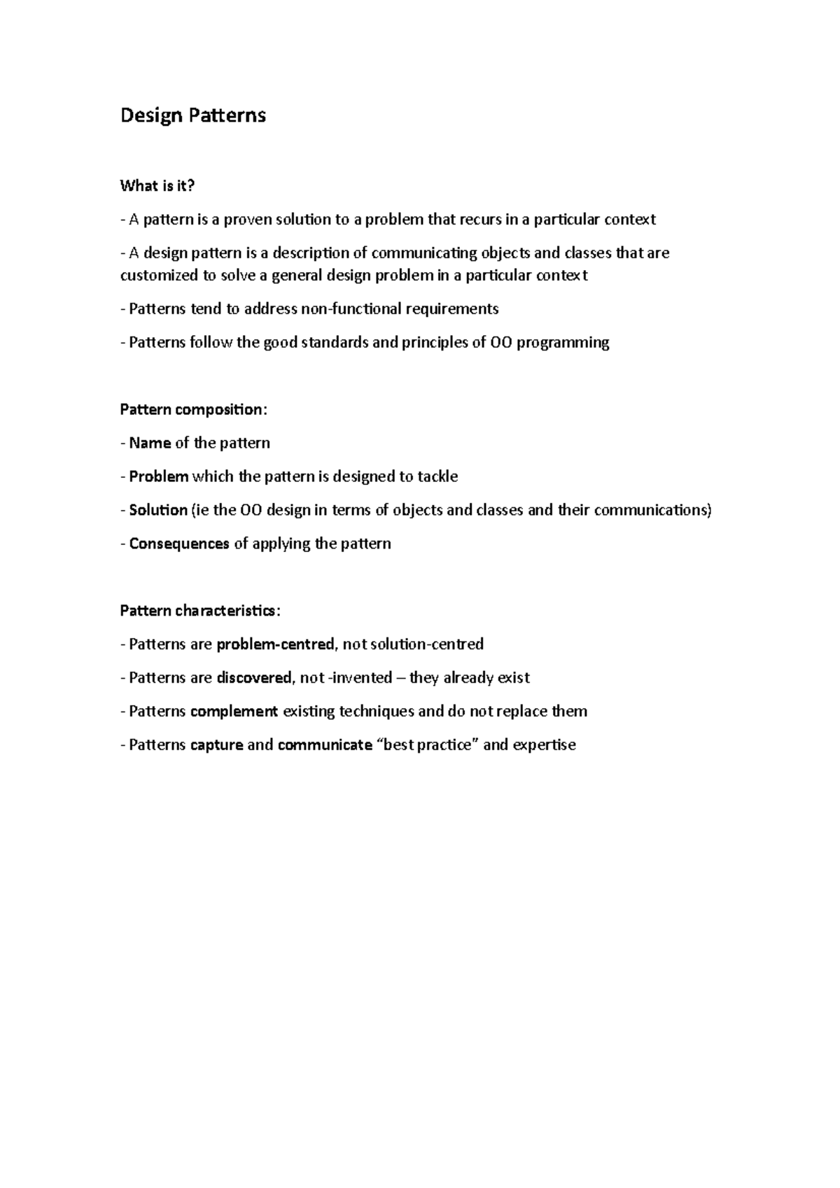 Design Patterns - Design Patterns What is it? A pattern is a proven ...