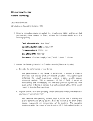 04 Task Performance 1 - Platform Technology - 04 Task Performance 1 ...
