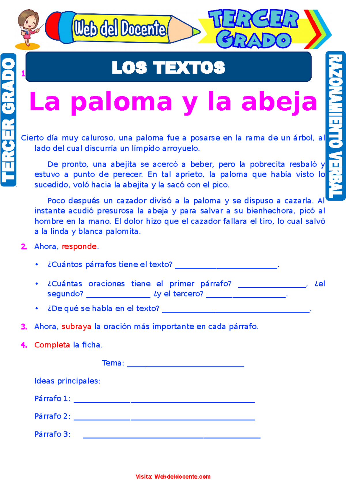 Los Textos para Tercer Grado de Primaria - Razonamiento Verbal Lee el ...