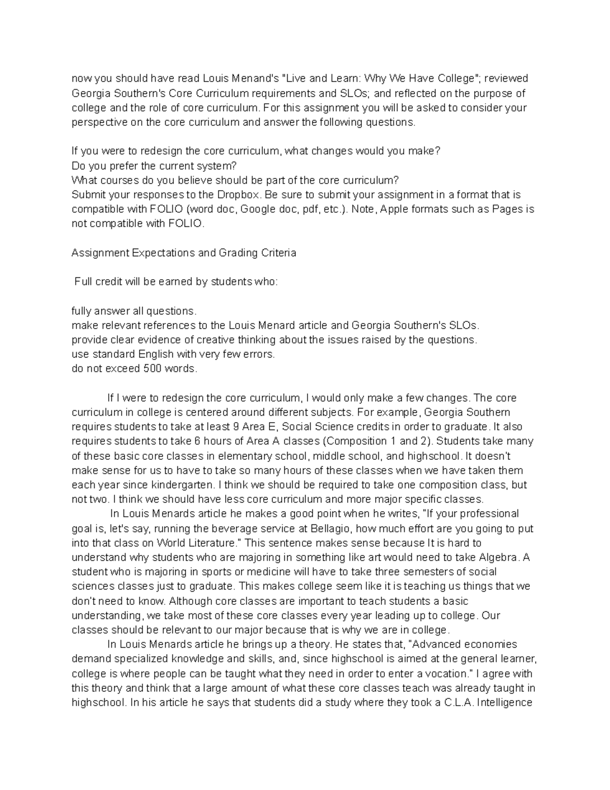 Core capstone - Google Docs - now you should have read Louis Menand's ...