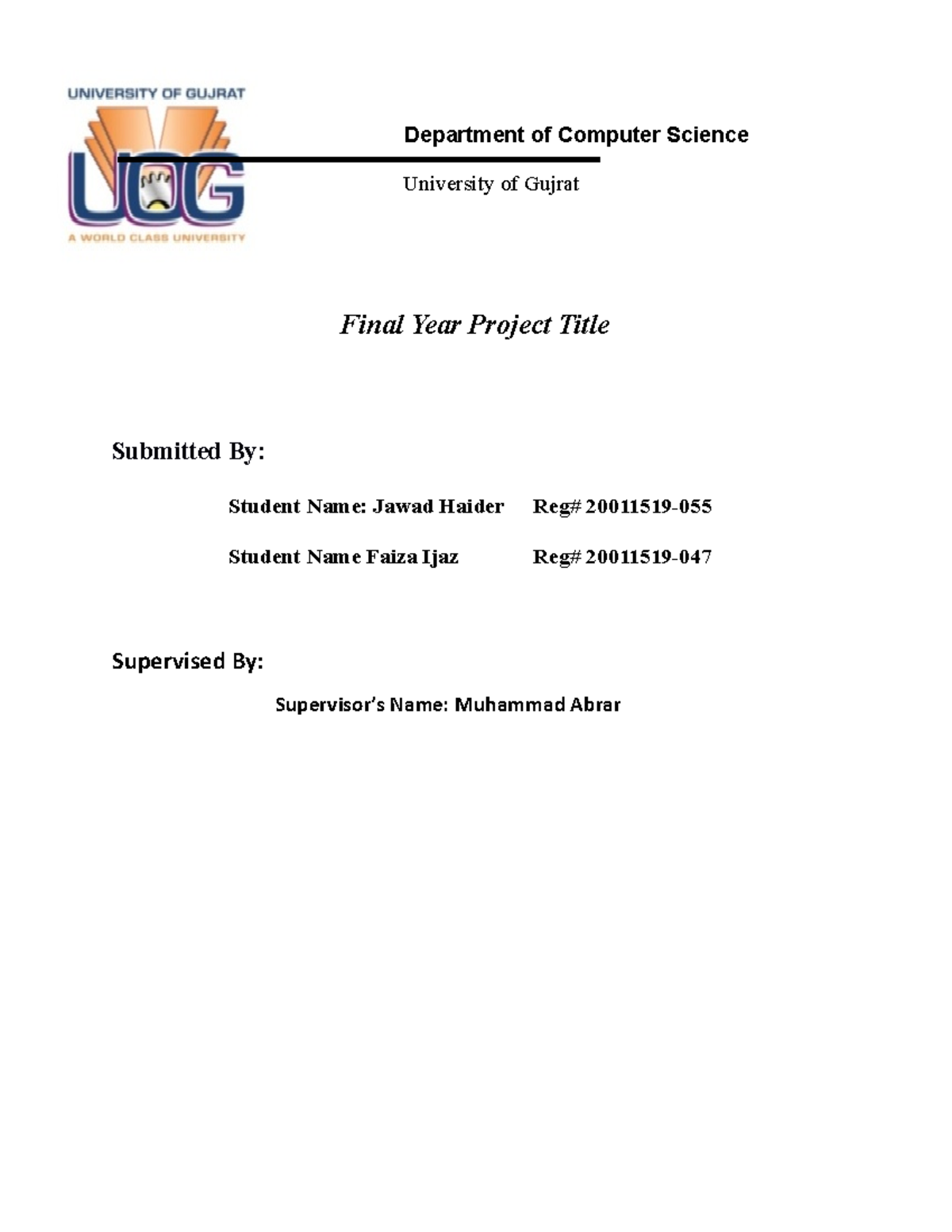 Jarvis project proposal - Department of Computer Science University of Gujrat Final Year Project ...