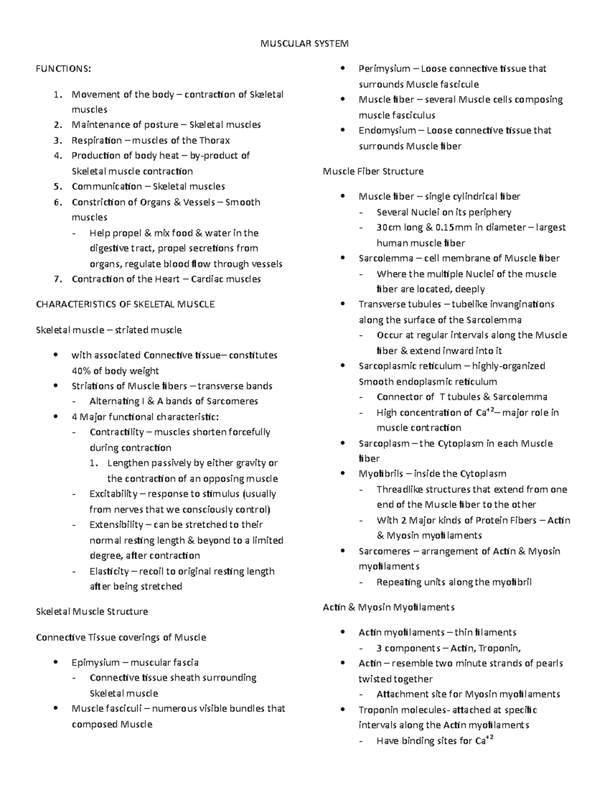 Reviewer-Muscular system - MUSCULAR SYSTEM FUNCTIONS: Movement of the ...