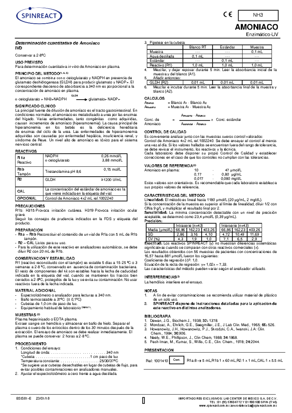 1001410, Amonio - Apuntes - AMONIACO Enzimático-UV BSIS81-E 23/01/18 ...