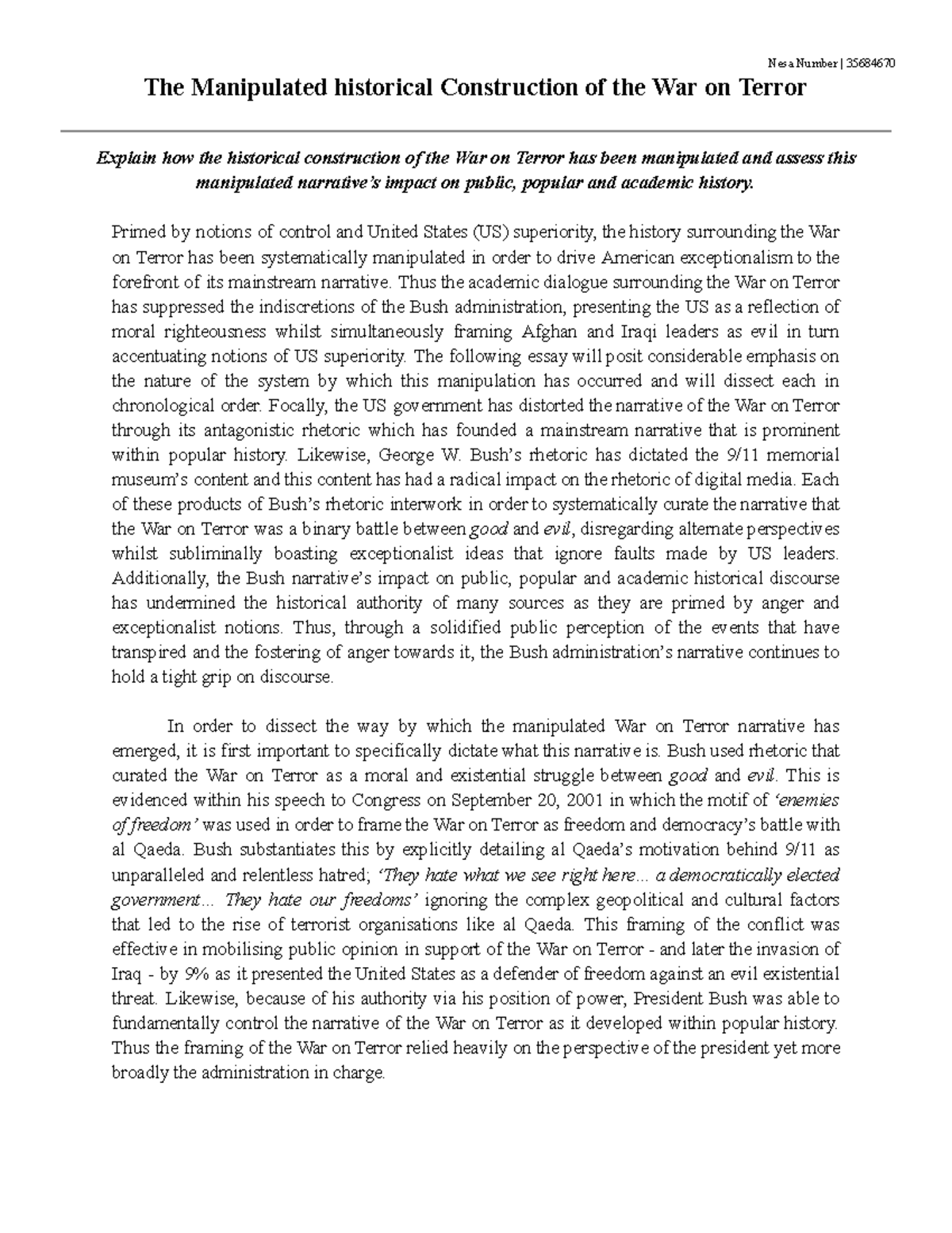 Final Doc - A major work for history extension that uses the war on ...