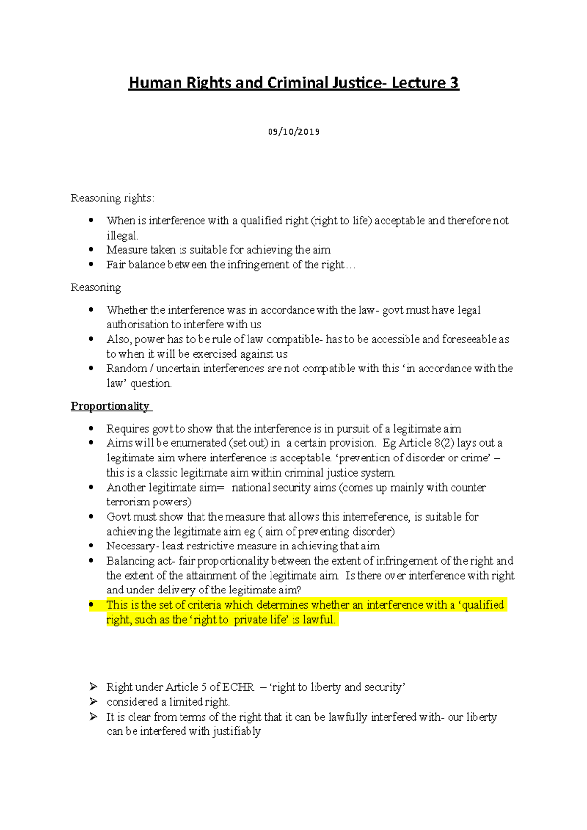 Human rights and criminal justice system lecture 3 - Human Rights and ...