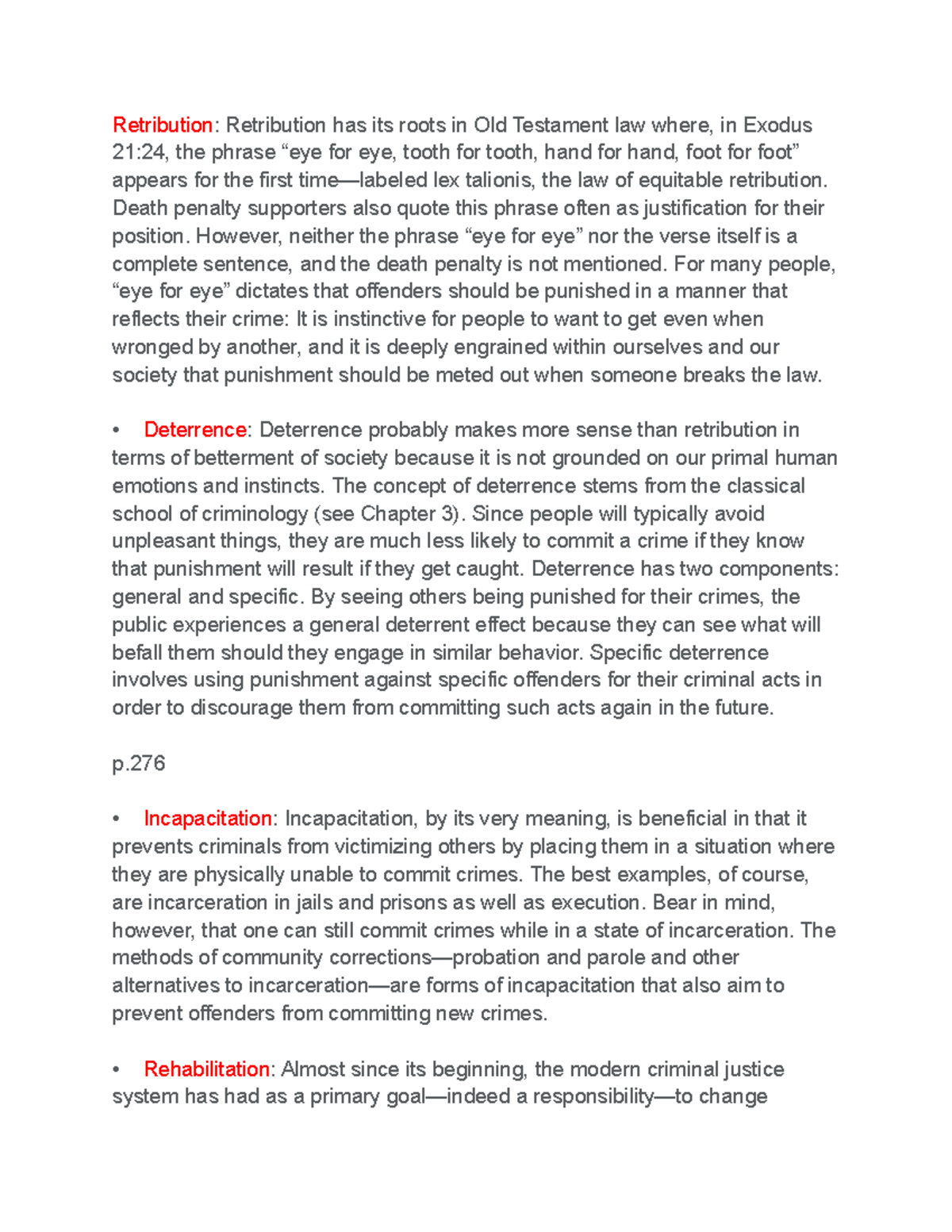 Reason Goals for punishment - Retribution: Retribution has its roots in ...