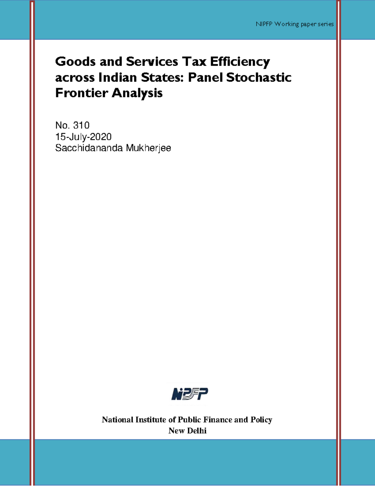 WP 310 2020 - very important of GST project - Working Paper No. 301 ...