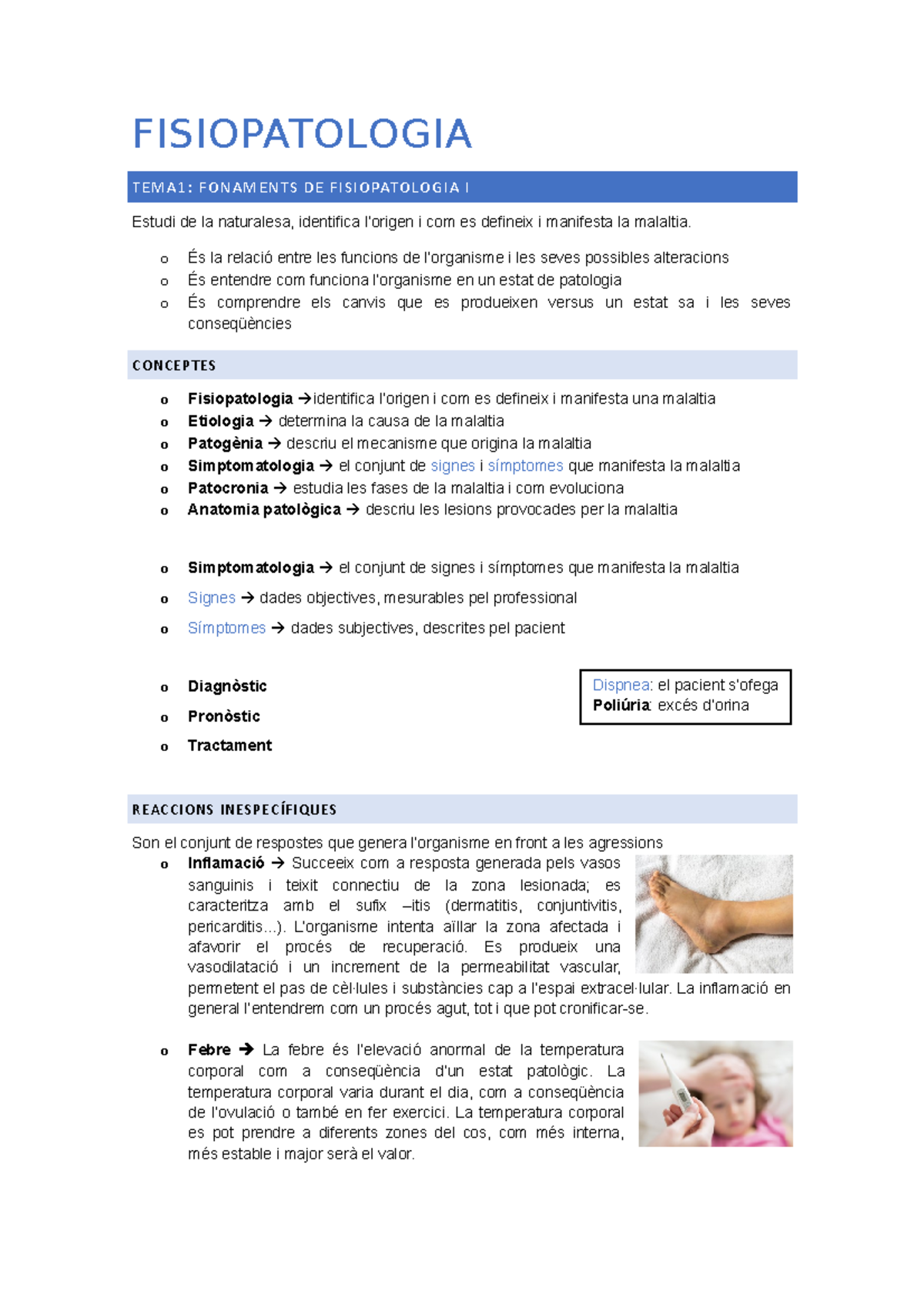 Fisiopatologia - apunts fisiopato - FISIOPATOLOGIA TEMA1: FONAMENTS DE FISIOPATOLOGIA I Estudi ...