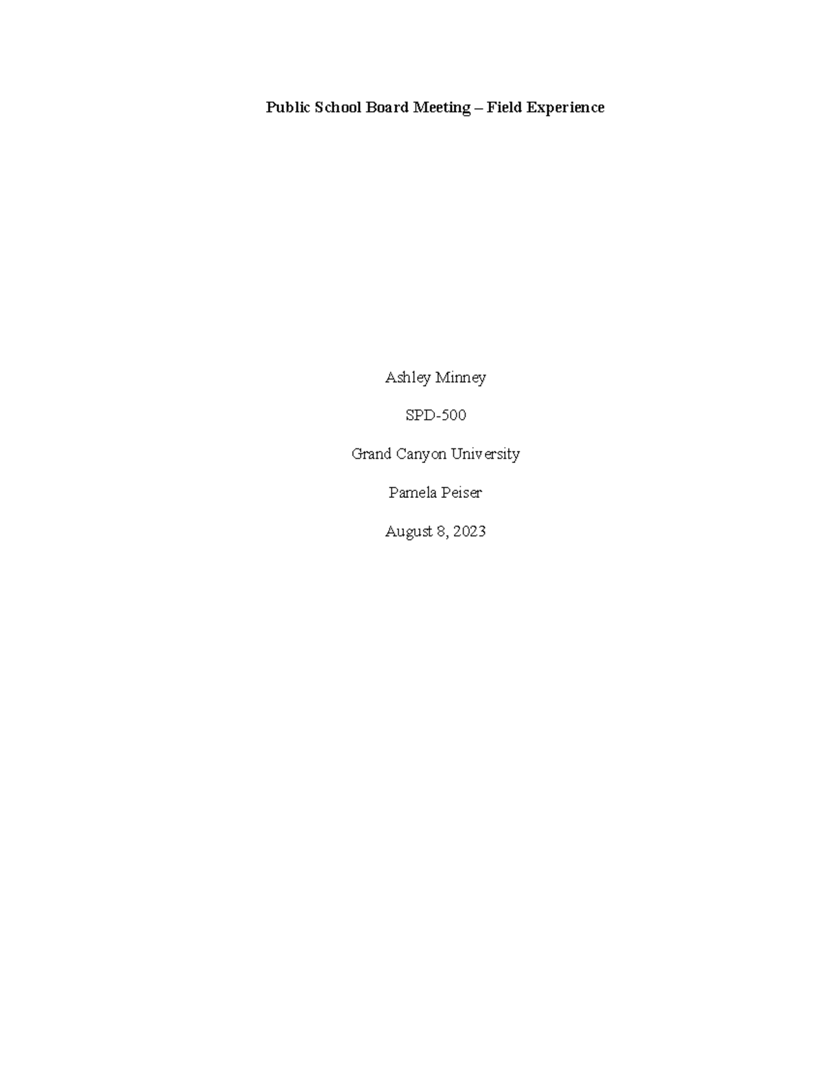 POS 500 Reflection on Board Meeting - Public School Board Meeting ...