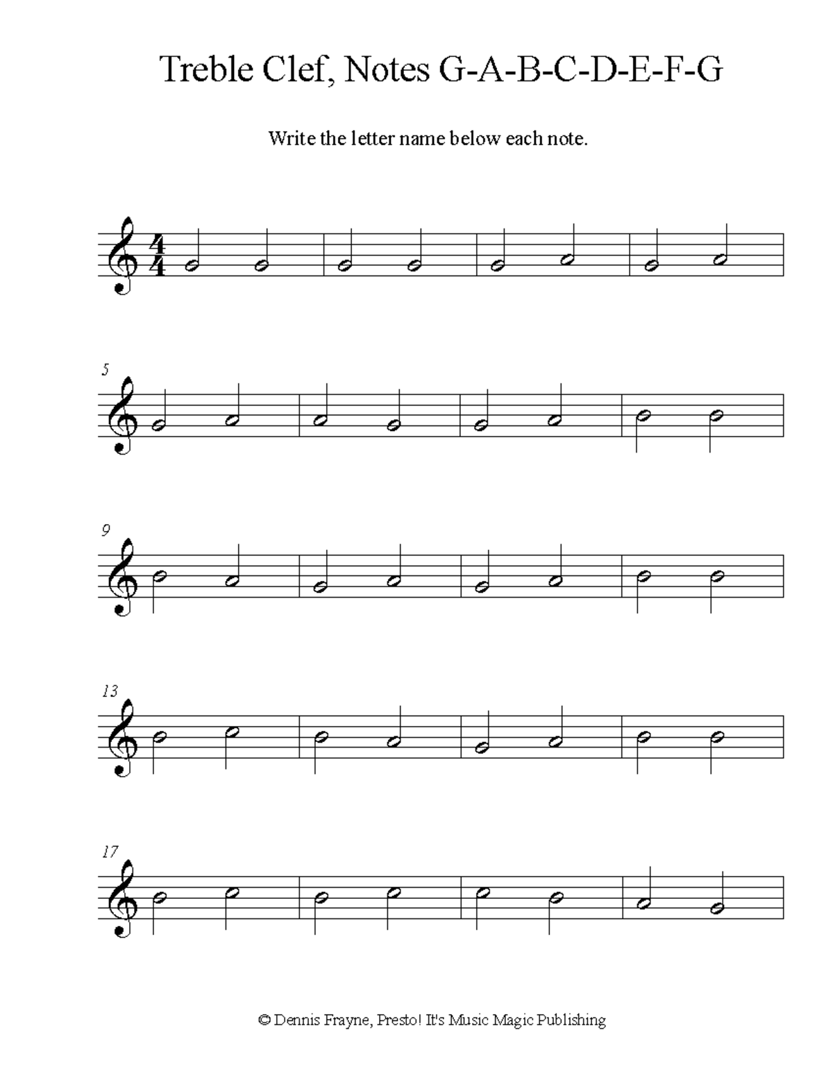 Treble+Clef+Note+Naming+Beg+G A B C D E F G - % 3 3 ̇ ̇ ̇ ̇ ̇ ̇ ̇ ̇ % 5 ...