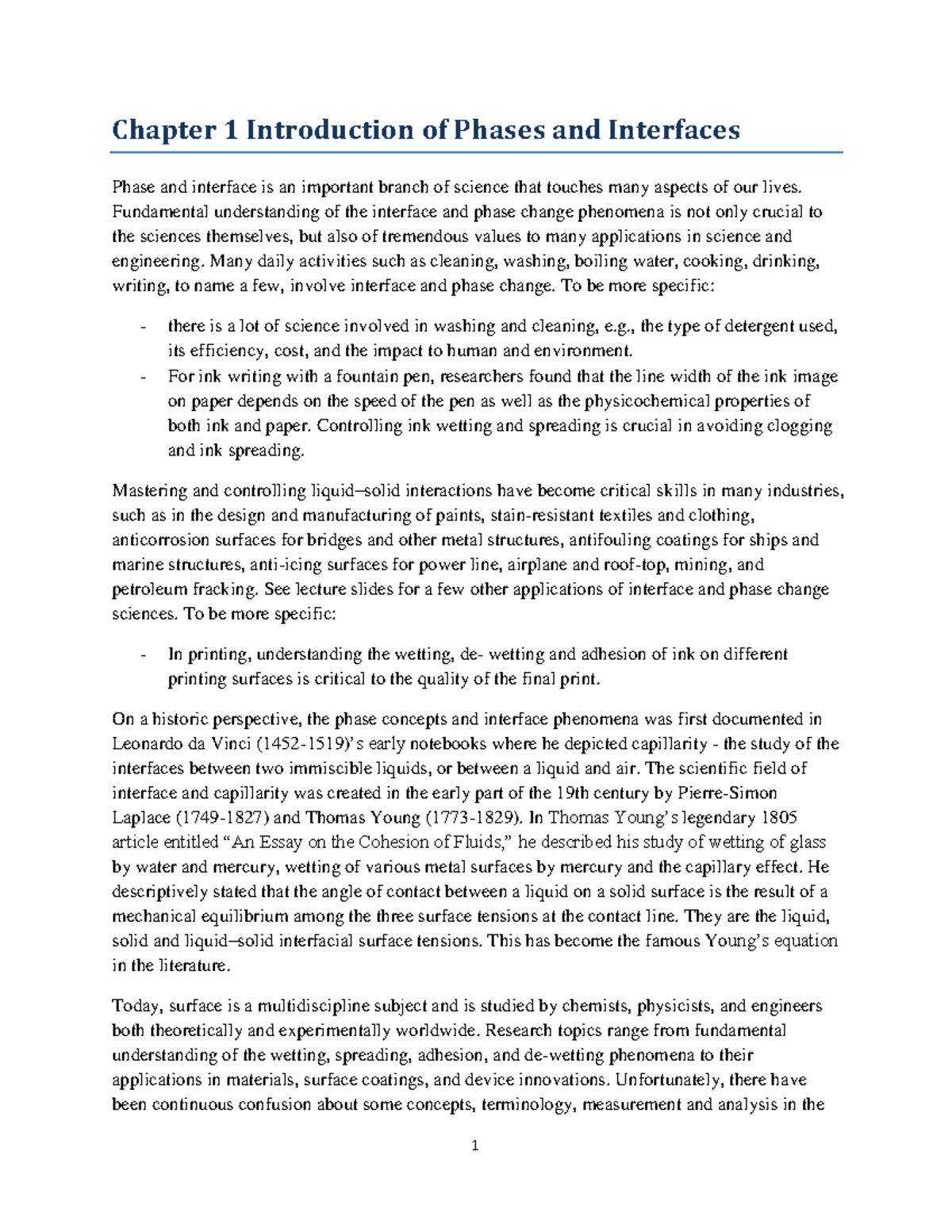 Chapter 1 - Chapter 1 Introduction of Phases and Interfaces Phase and ...