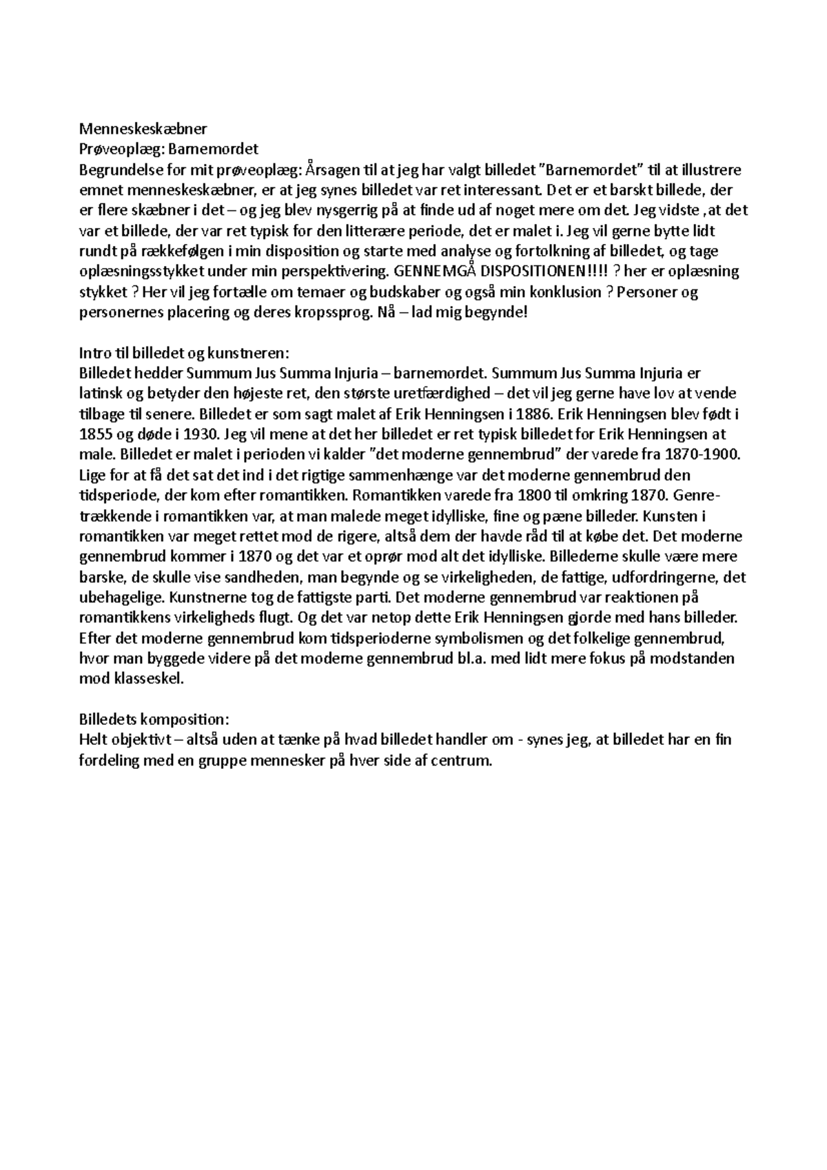 Prøveoplæg- Barnemordet docx - Menneskeskæbner Prøveoplæg: Barnemordet ...