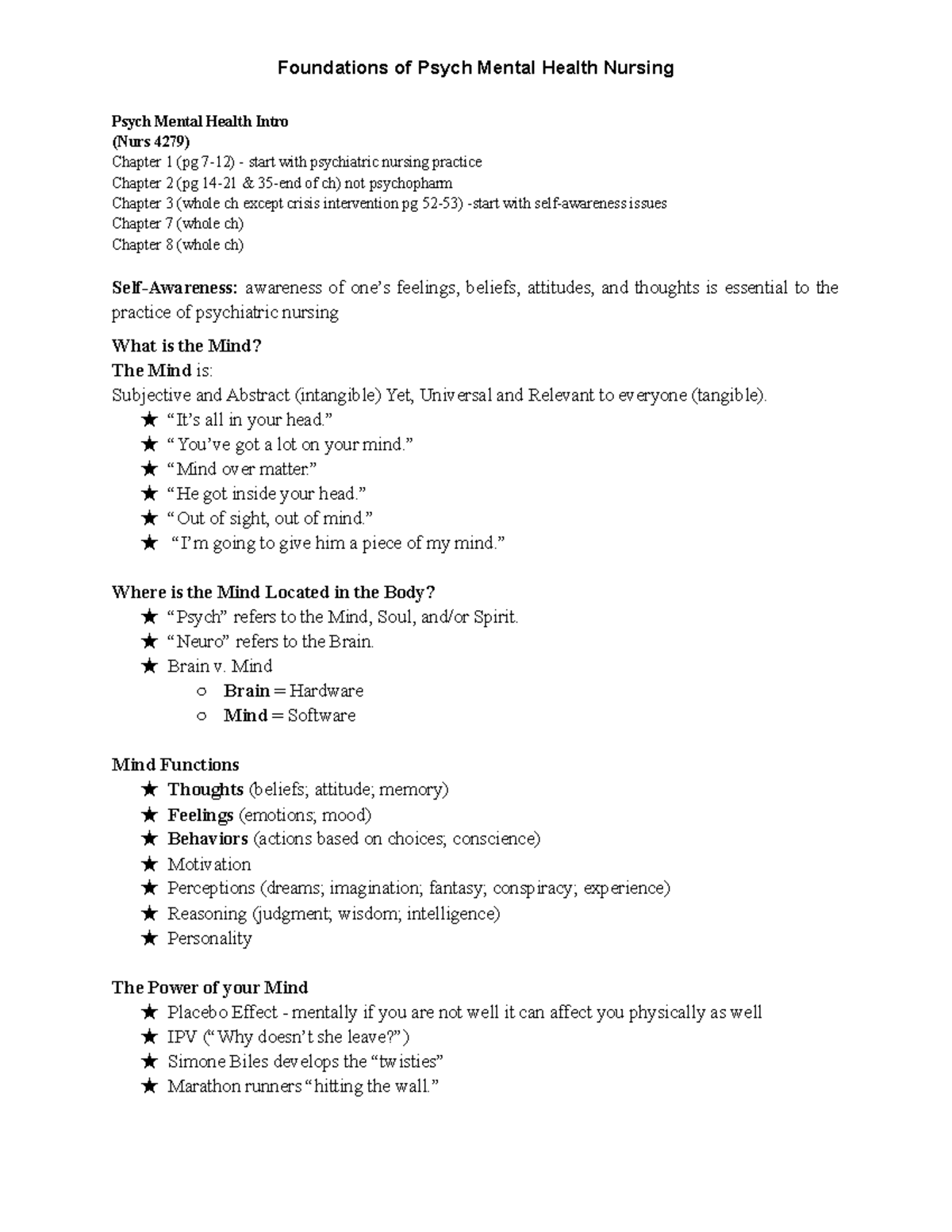 Psych Mental Health Intro - Foundations of Psych Mental Health Nursing ...