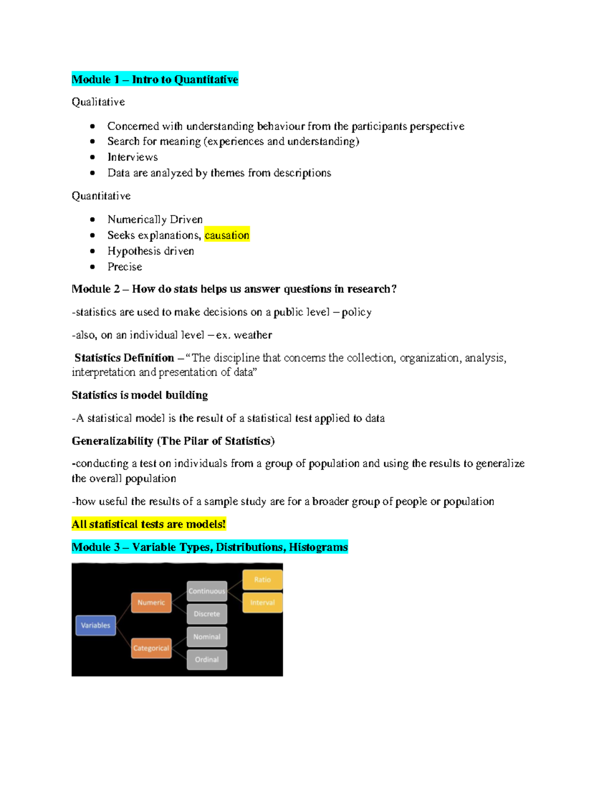 KPE291 - Quantitative Statistics Exam Notes - Module 1 – Intro to ...