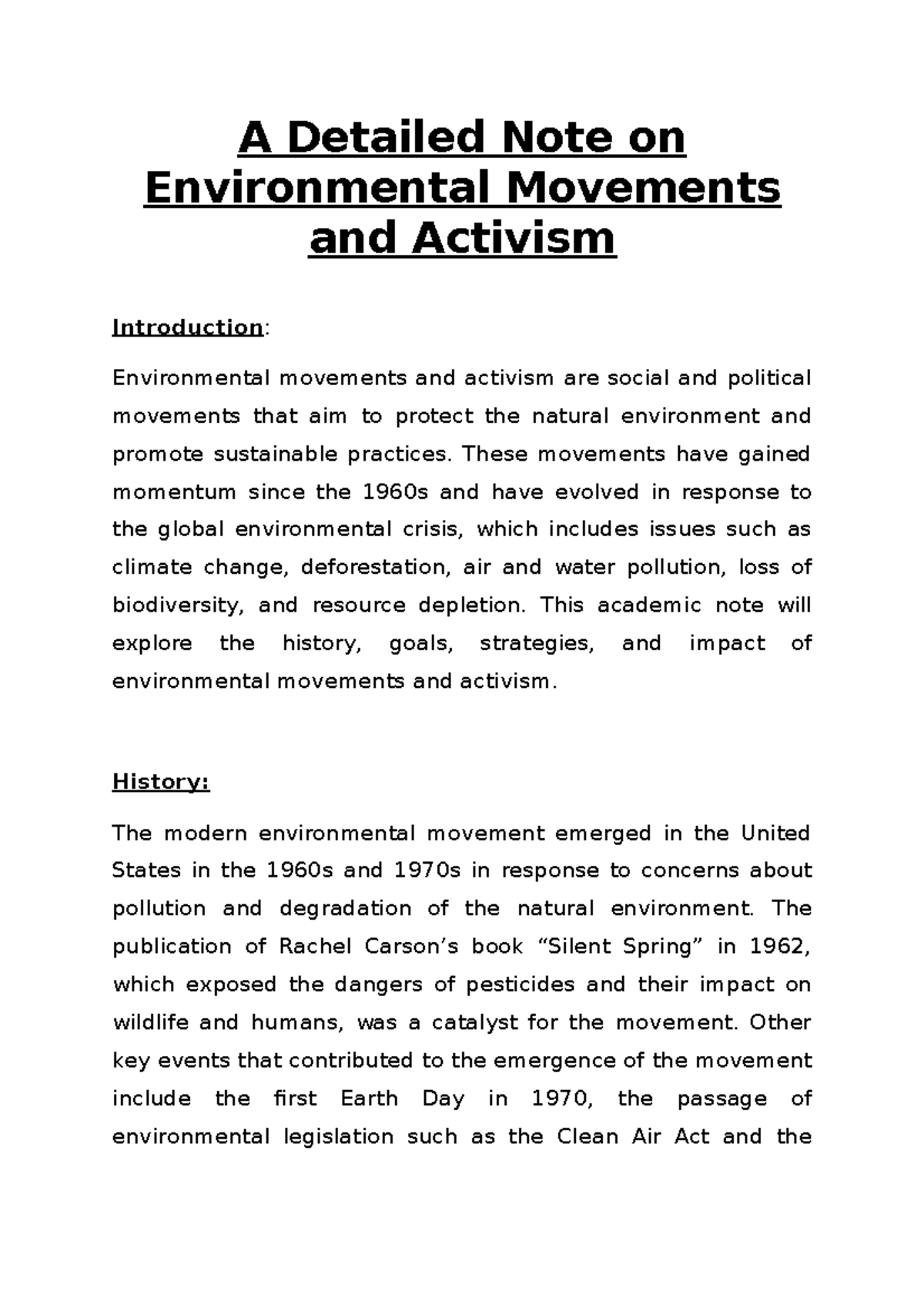 A Detailed Note on Environmental Movements and Activism - A Detailed ...