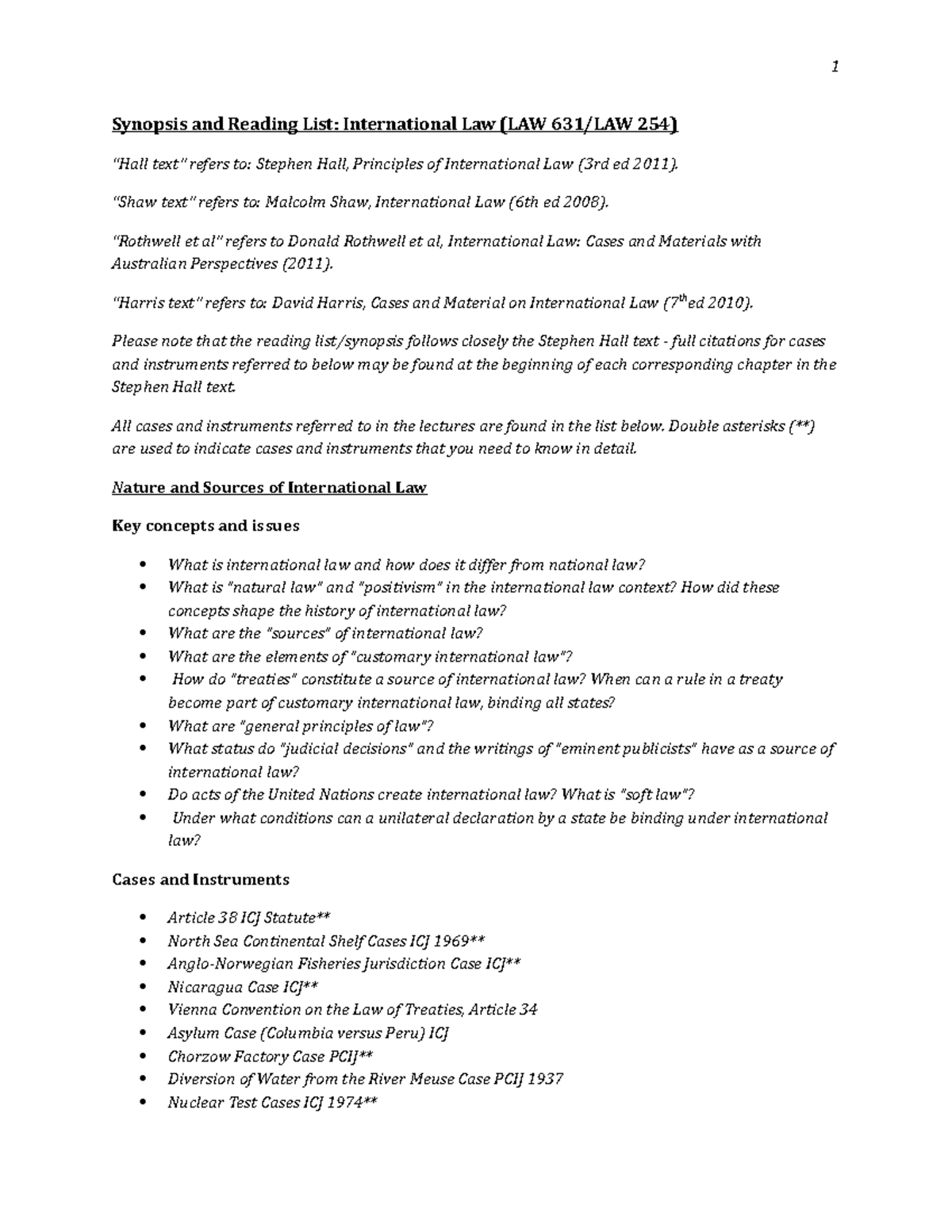 Synopsis of Evidence Law - Synopsis and Reading List: International Law ...