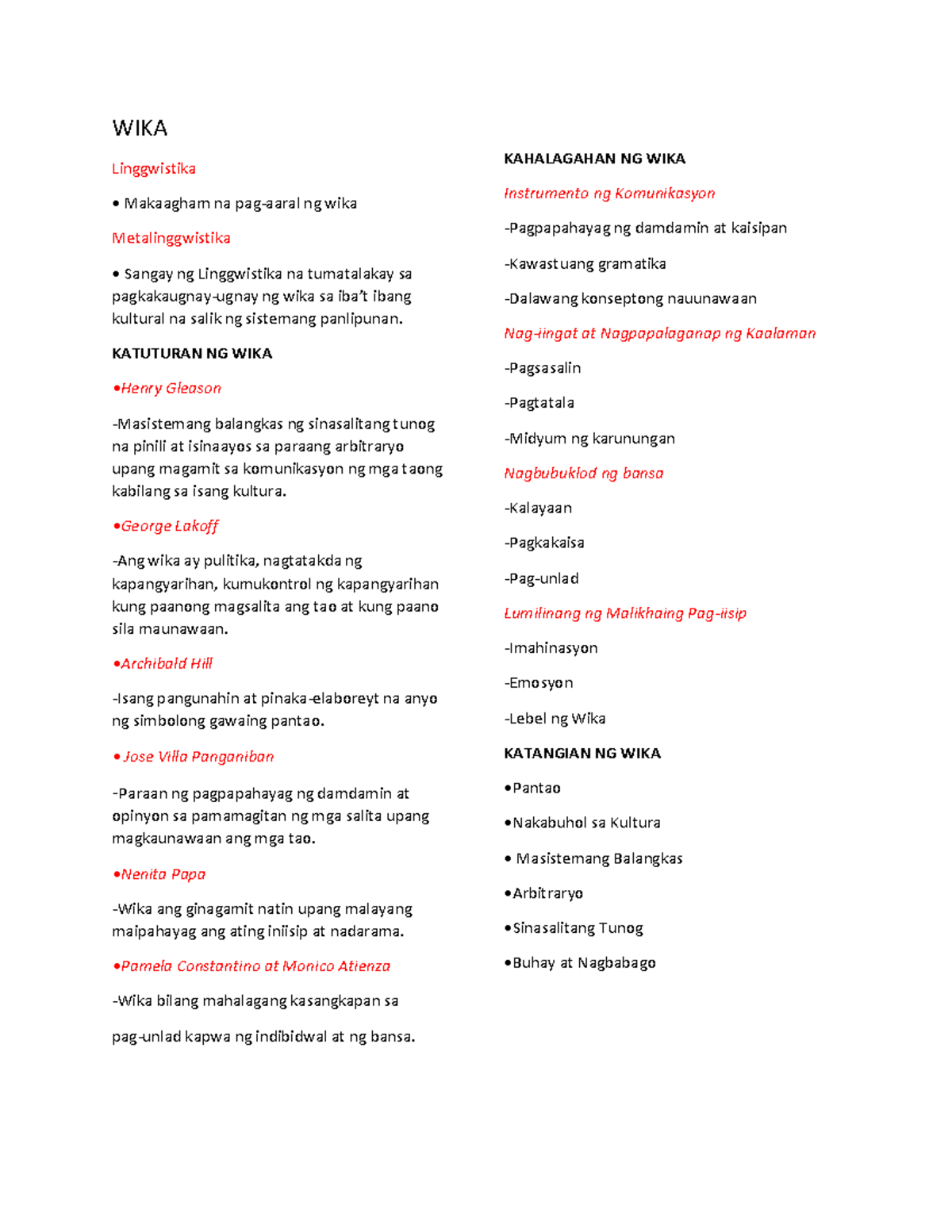 Review Komunikasyon - N/A - WIKA Linggwistika Makaagham na pag-aaral ng ...