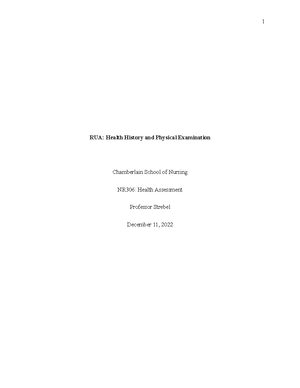 NR302 RUA Health History - RUA Health History Lauren Evans Chamberlain ...