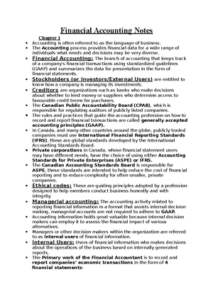Introduction to Financial Accounting - Chapter 1 and 2 Notes - What is ...