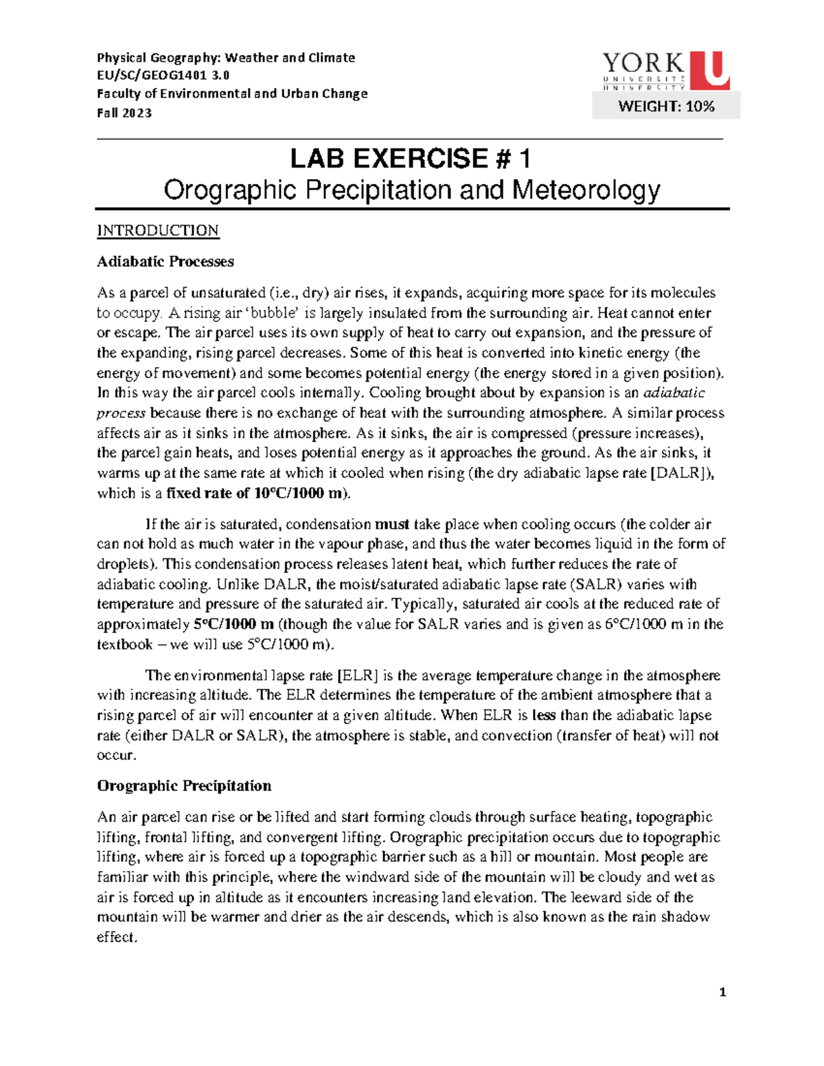 GEOG 1401 - Lab 1 Handout for students - EU/SC/GEOG1401 3. Faculty of ...