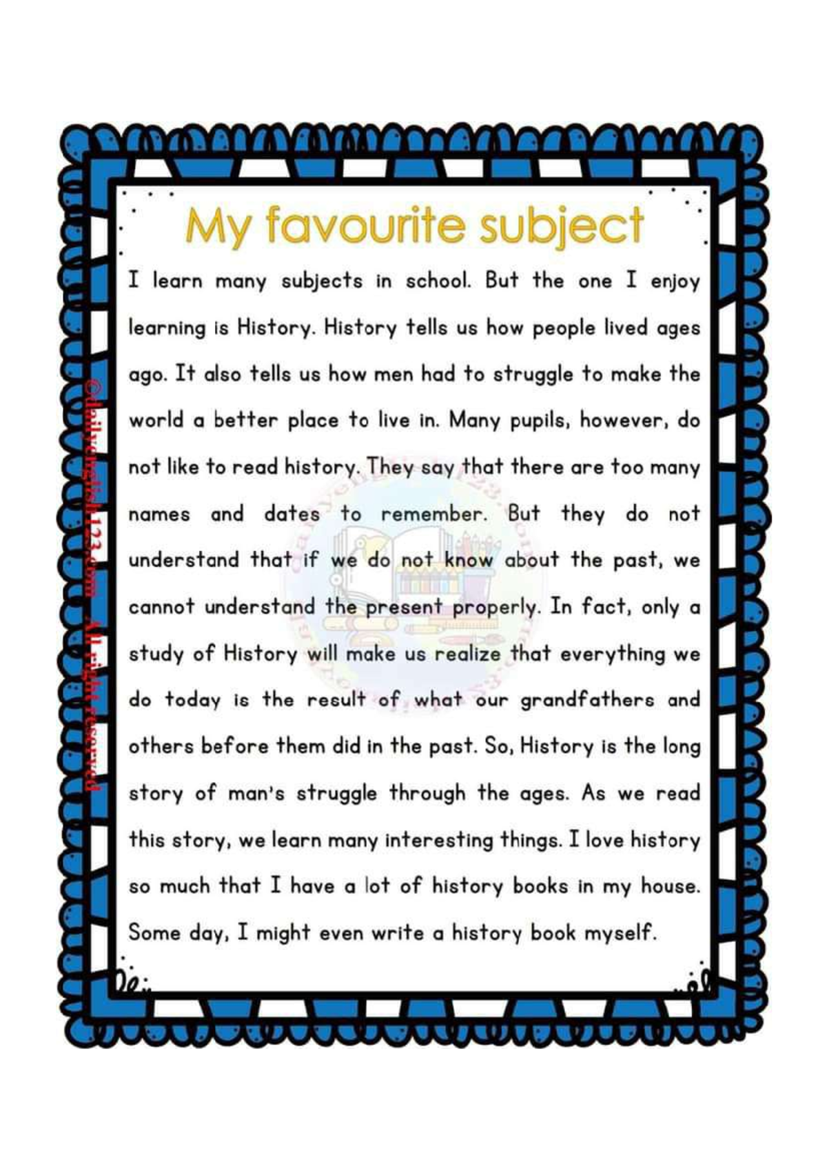 My favourite subject - These Essay help to the students to write 400 to ...