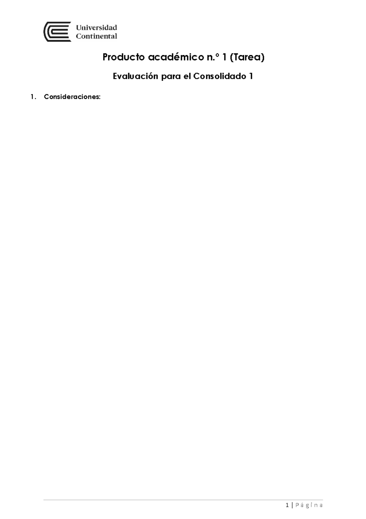 Producto académico n.º 1 (Tarea) - Producto académico n.º 1 (Tarea) Evaluación para el ...