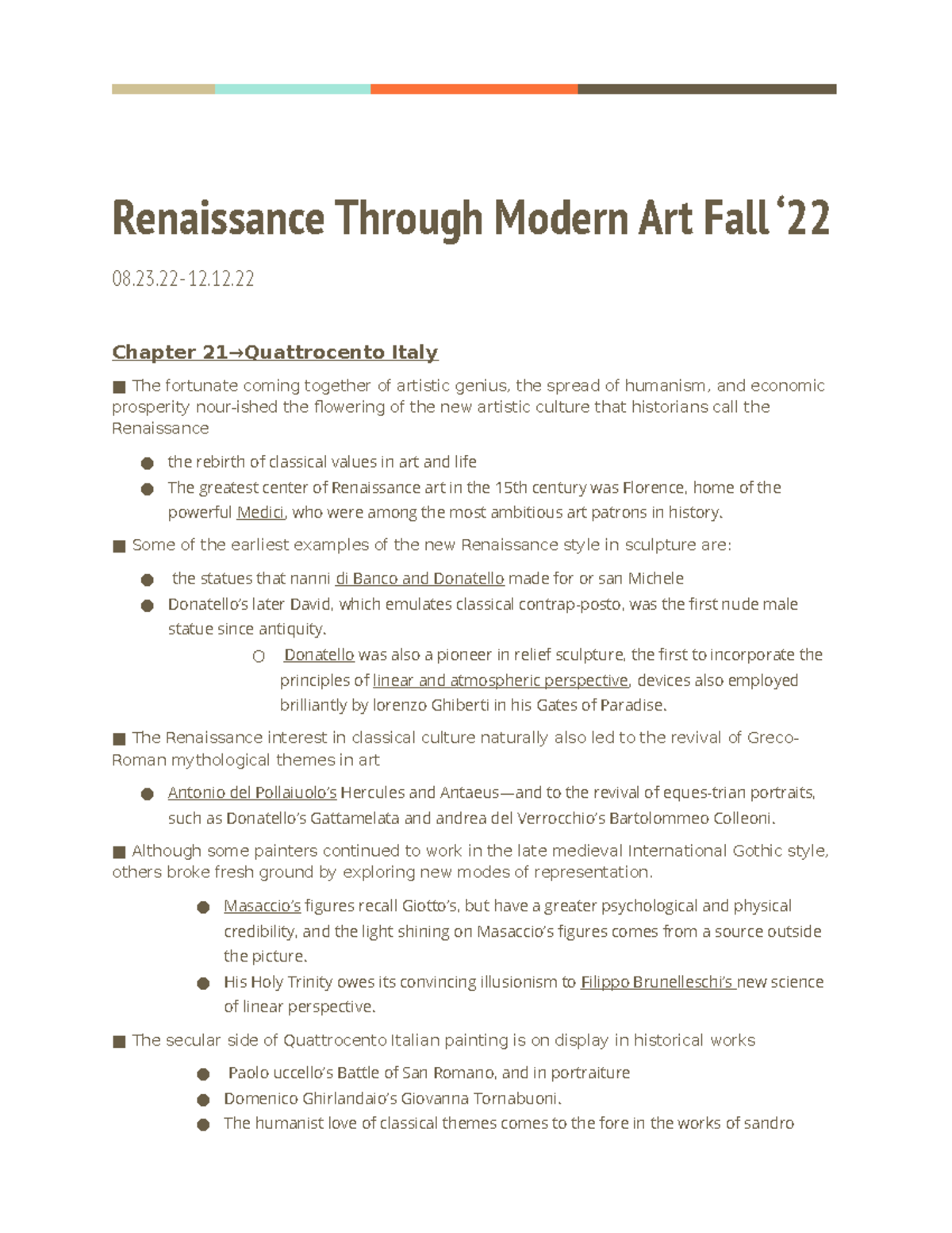 ART Ch. 21 notes - Renaissance Through Modern Art Fall ‘ 08.23- 12 ...