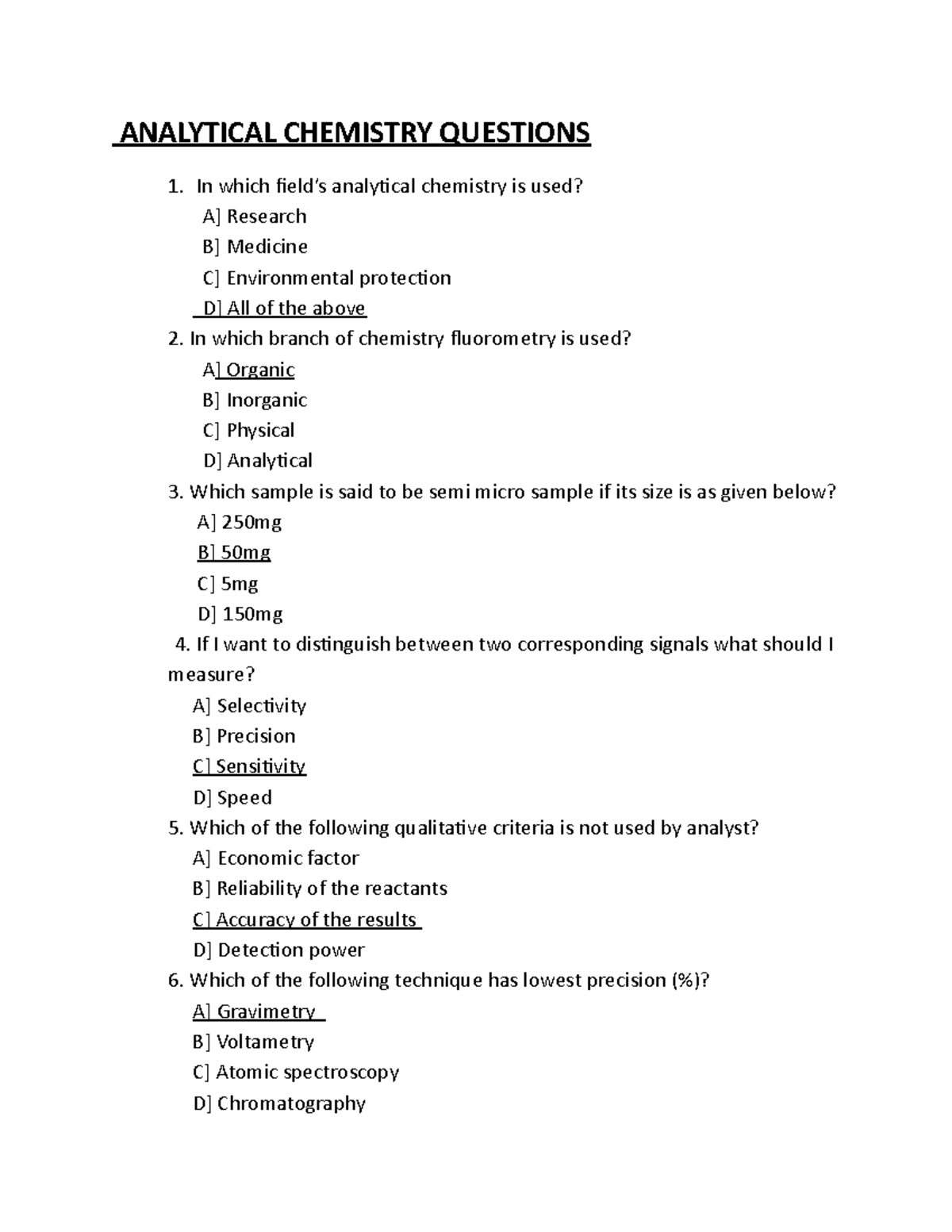 Analytical mcq - ANALYTICAL CHEMISTRY QUESTIONS In which field’s ...