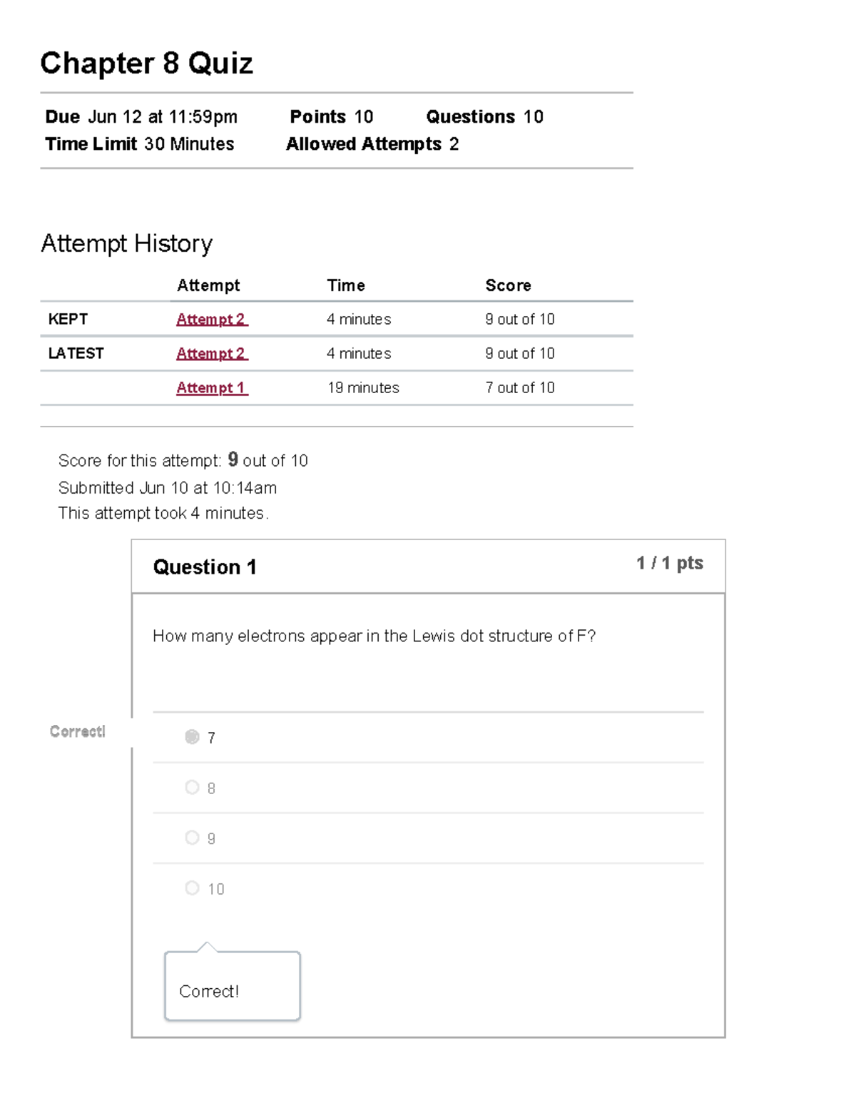 chapter 8 quiz chemistry - Chapter 8 Quiz Due Jun 12 at 11:59pm Points ...