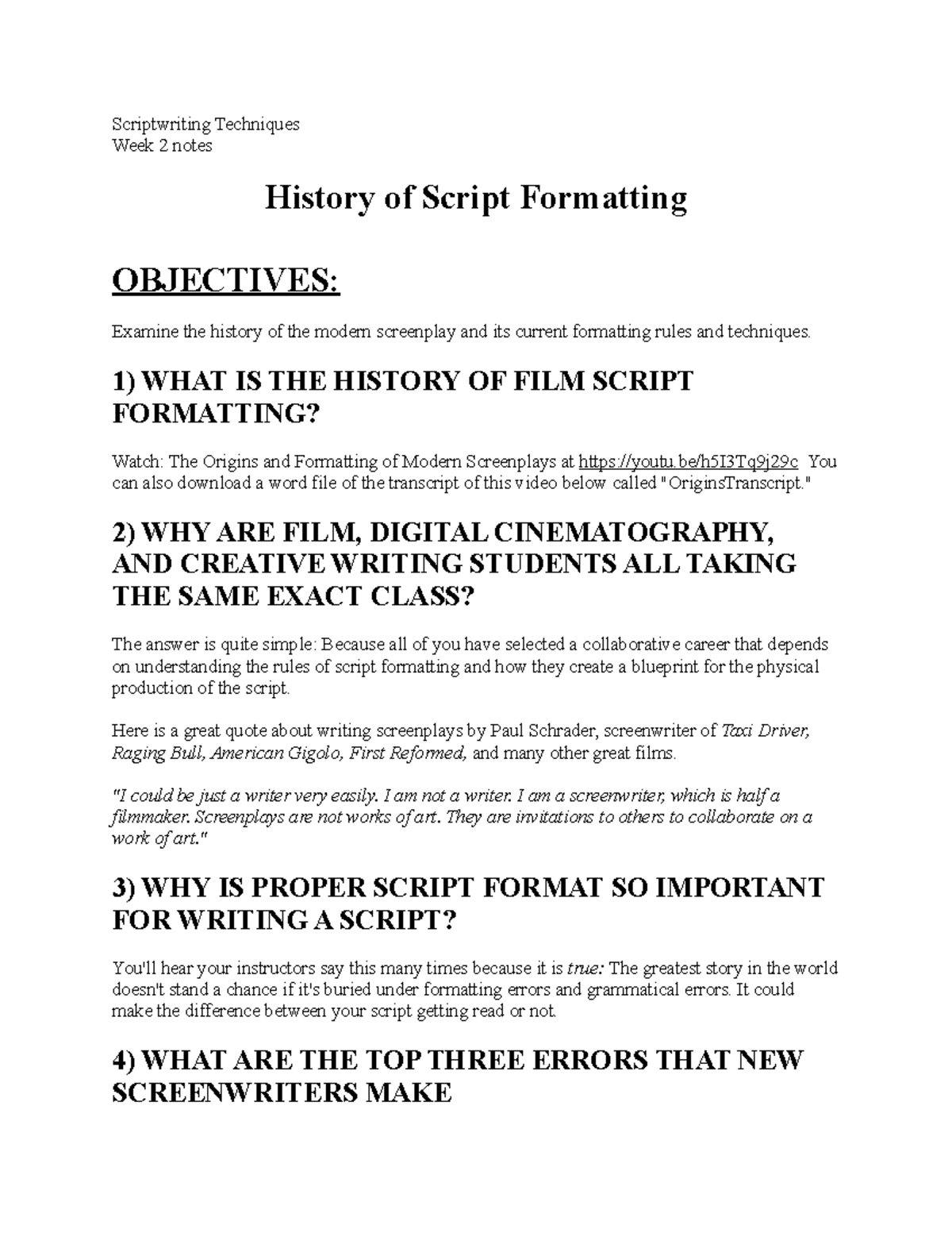 Scriptwriting Techniques - History of Script Formatting - Scriptwriting ...
