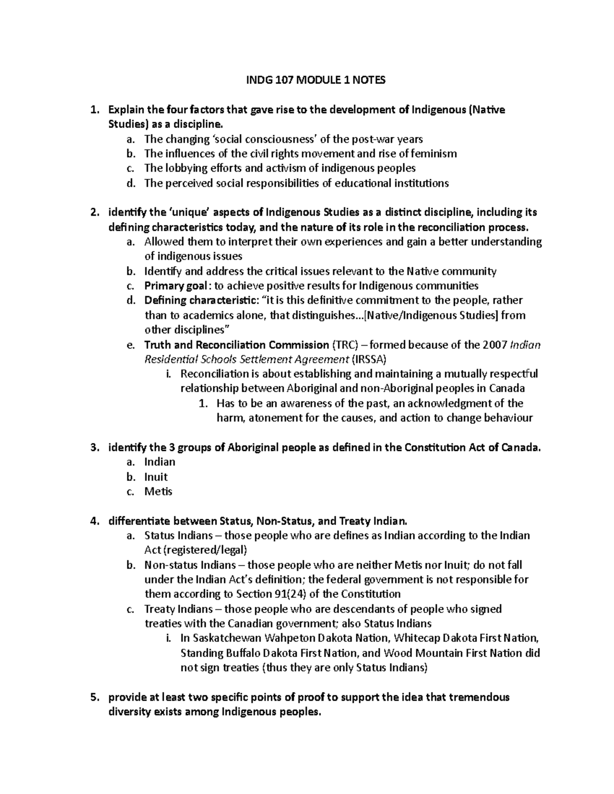 INDG 107 Module 1 Notes - INDG 107 MODULE 1 NOTES Explain the four ...