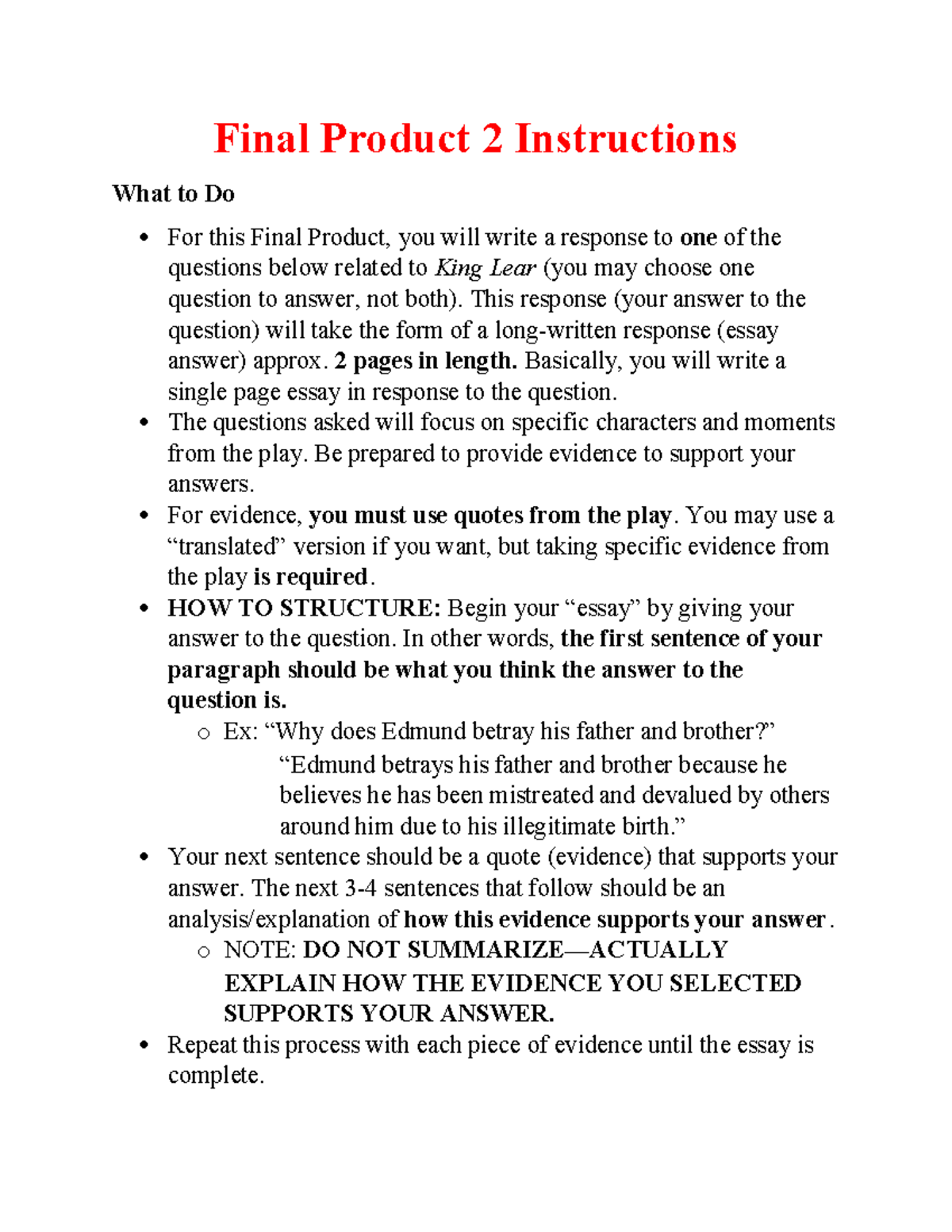 Final+Product+2+Instructions - Final Product 2 Instructions What to Do ...