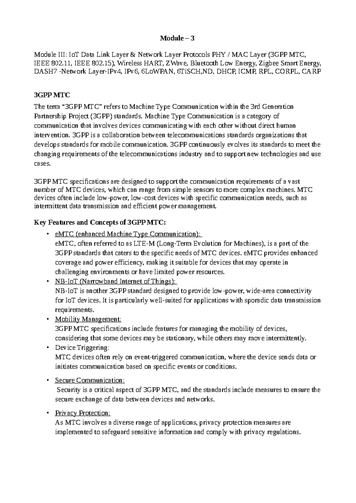 Io T Module-3 - iot - Module – 3 Module III: IoT Data Link Layer & Network Layer Protocols PHY ...